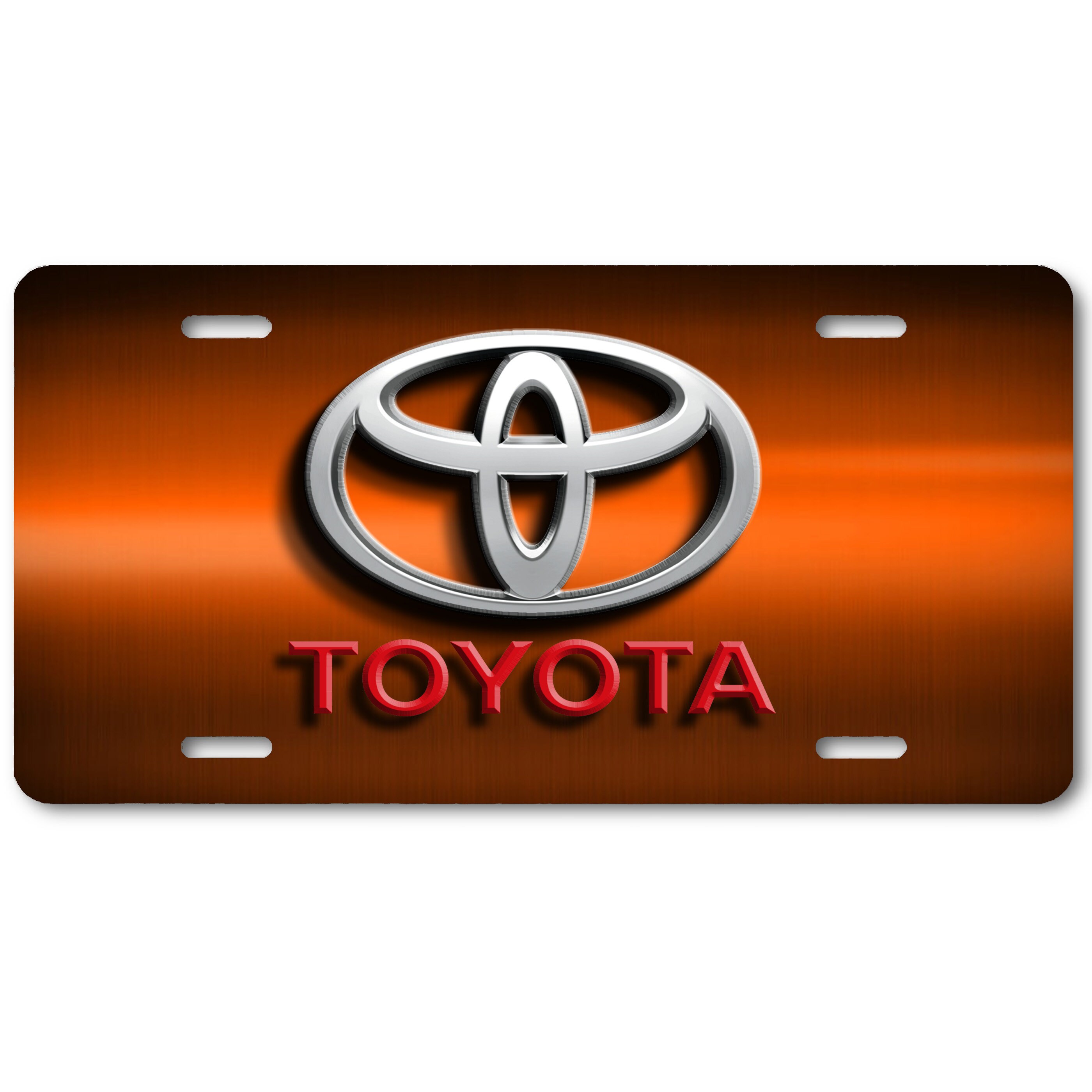 Toyota Logo Red & Silver on Burnt Orange Aluminum Novelty Art | Etsy
