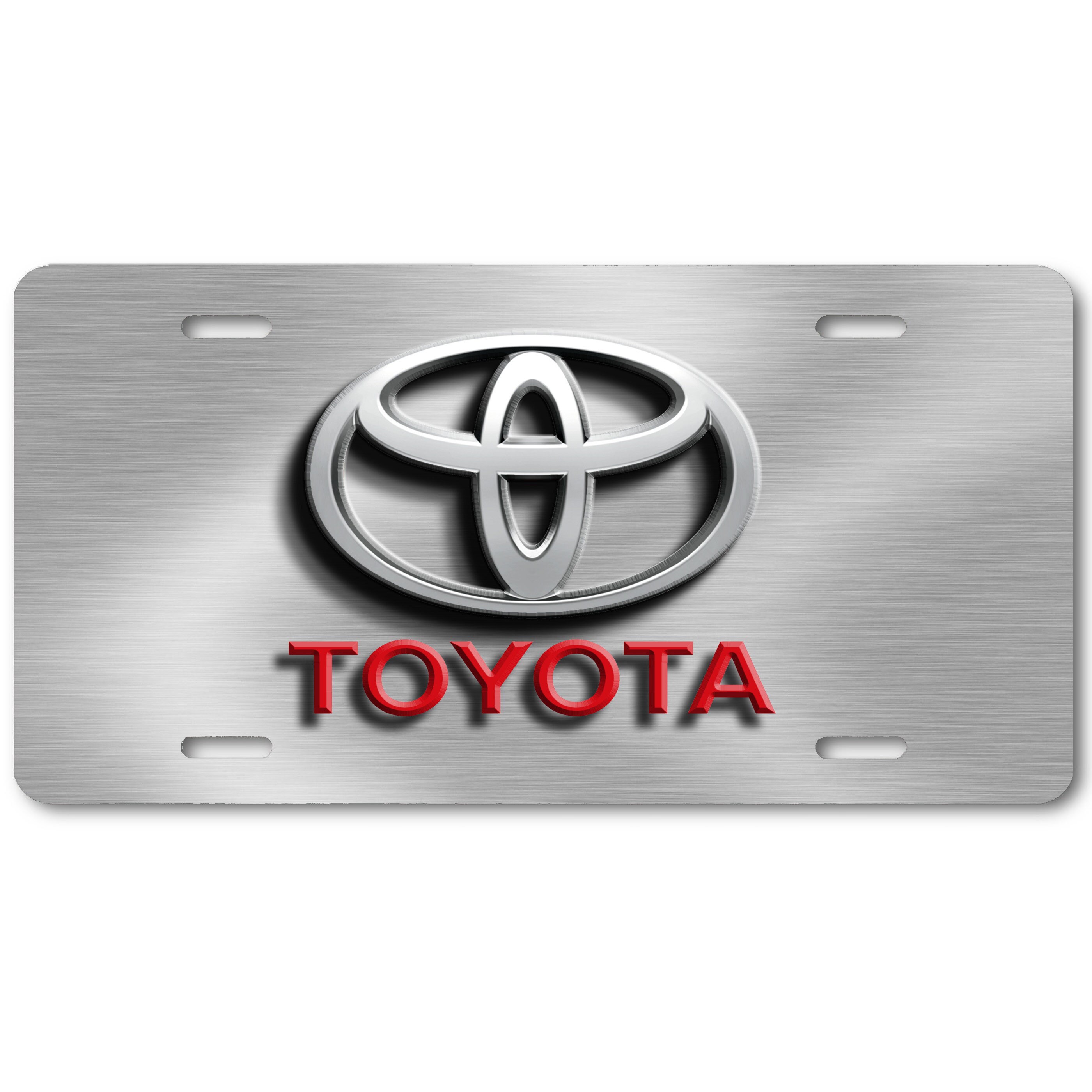 Toyota Logo Red & Silver on Brushed Steel Aluminum Novelty Art | Etsy