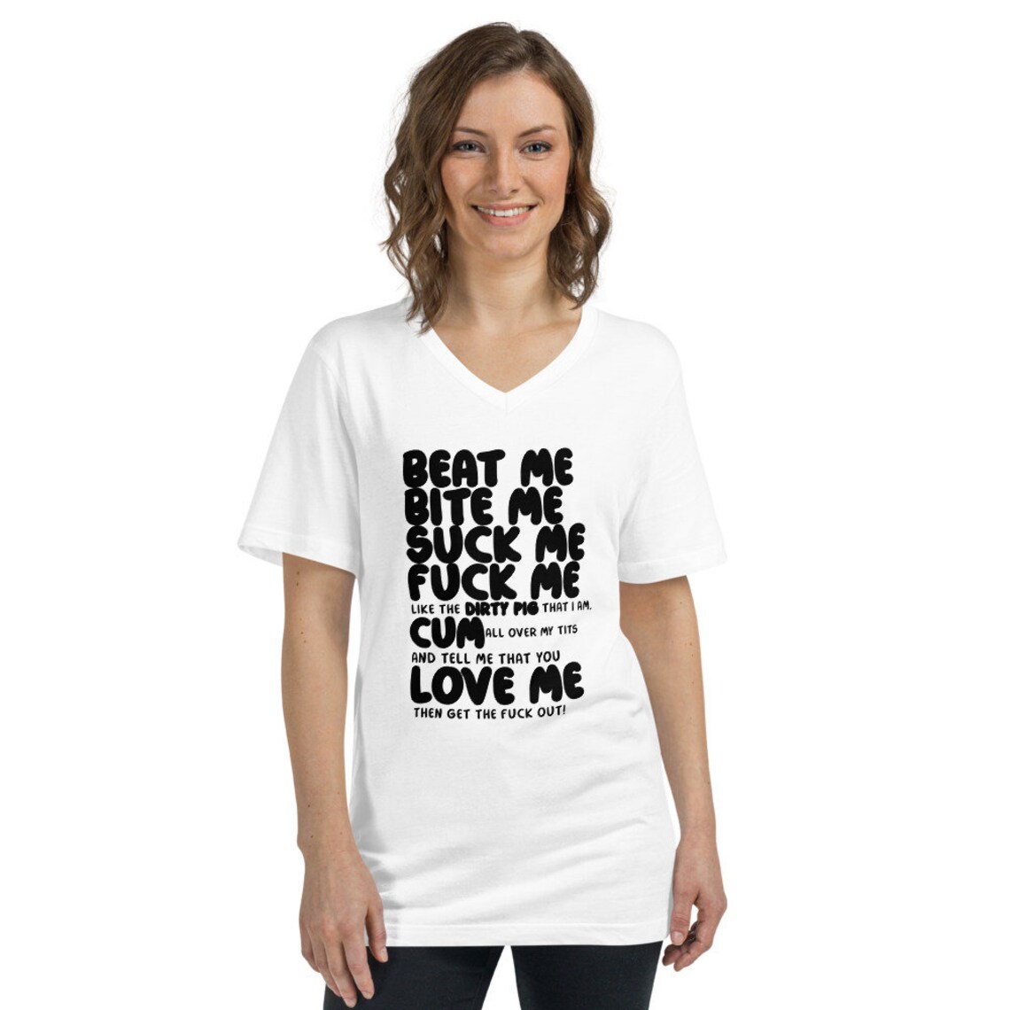 Beat Me Bite Me Suck Me Fuck Me V Neck T Shirt Unisex Short Etsy