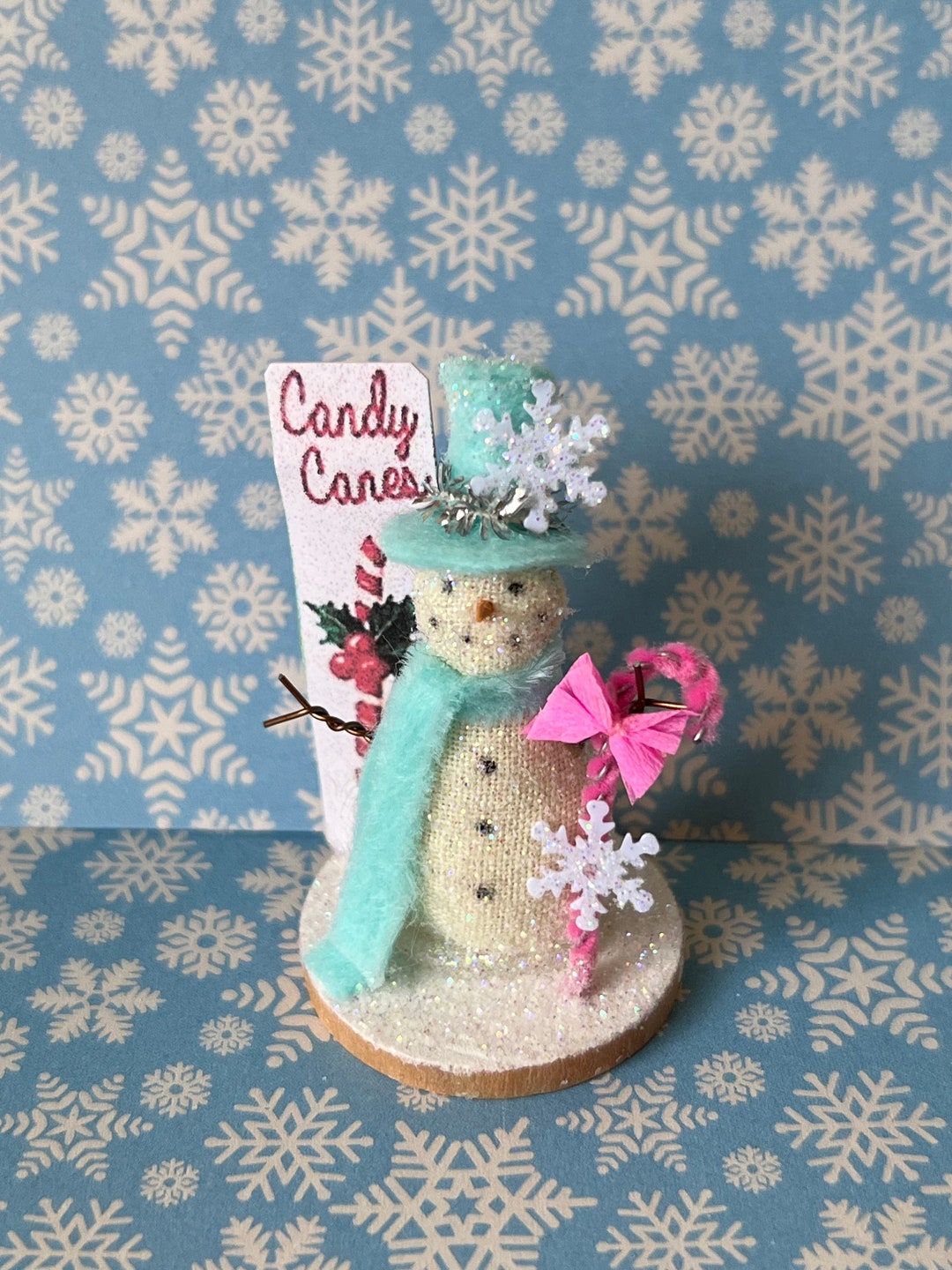 1:12 Christmas Snowman & Candy Cane Stand Decoration, 1/12th Scale ...