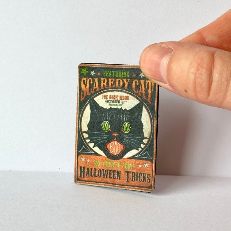 Spooky Scaredy Cat Sign for Halloween , 1/12th Scale Dollshouse ...