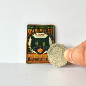 Spooky Scaredy Cat Sign for Halloween , 1/12th Scale Dollshouse ...