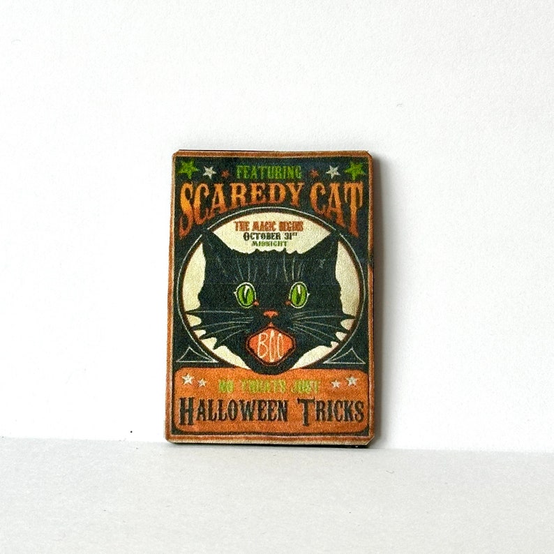 Spooky Scaredy Cat Sign for Halloween , 1/12th Scale Dollshouse ...
