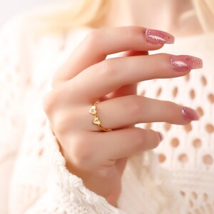 Double Heart Ring * Double Initials Ring * Two Initials Ring in ...