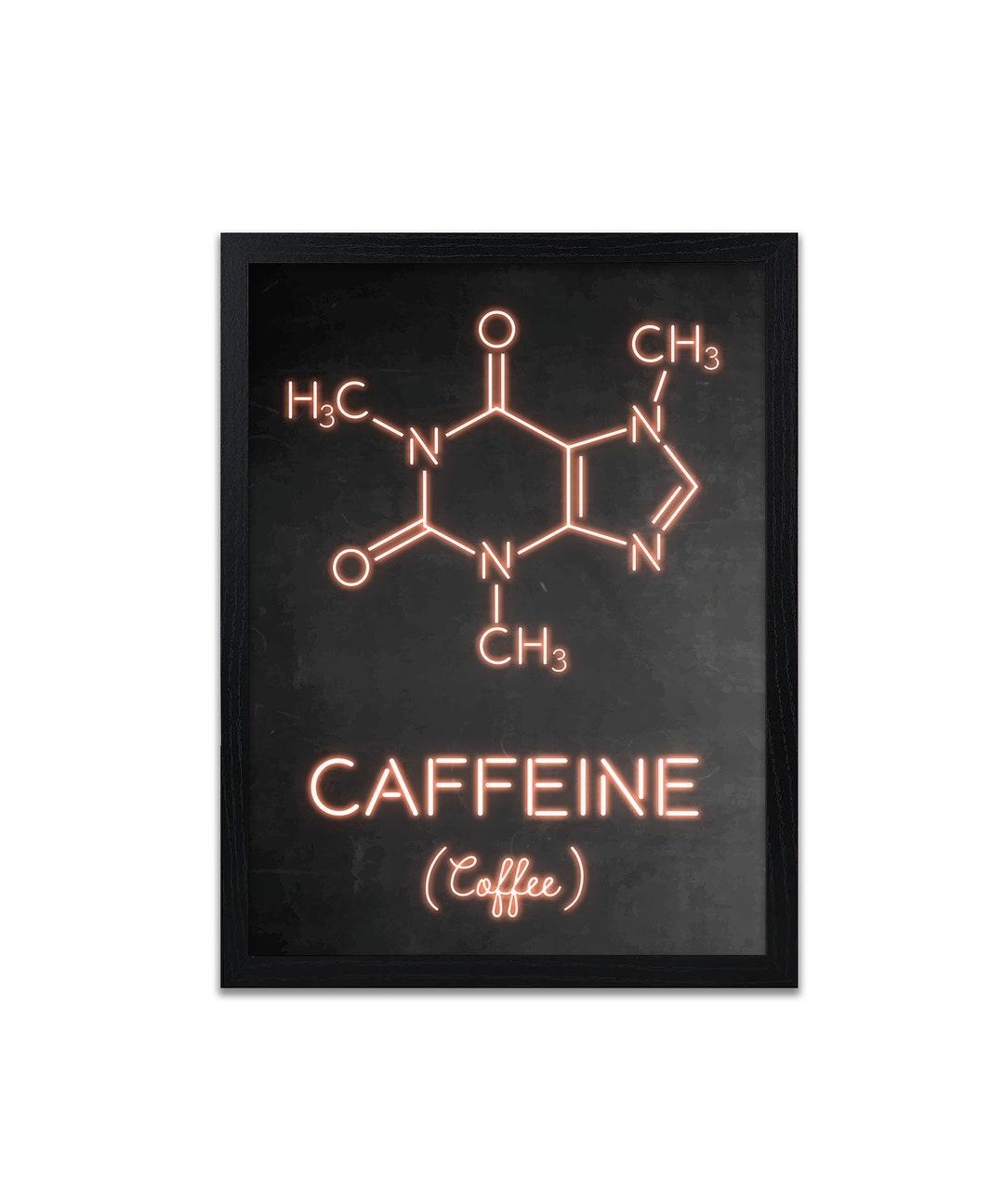 Caffeine Molecule - Coffee - Neon - Quote - Multicoloured Print - Etsy