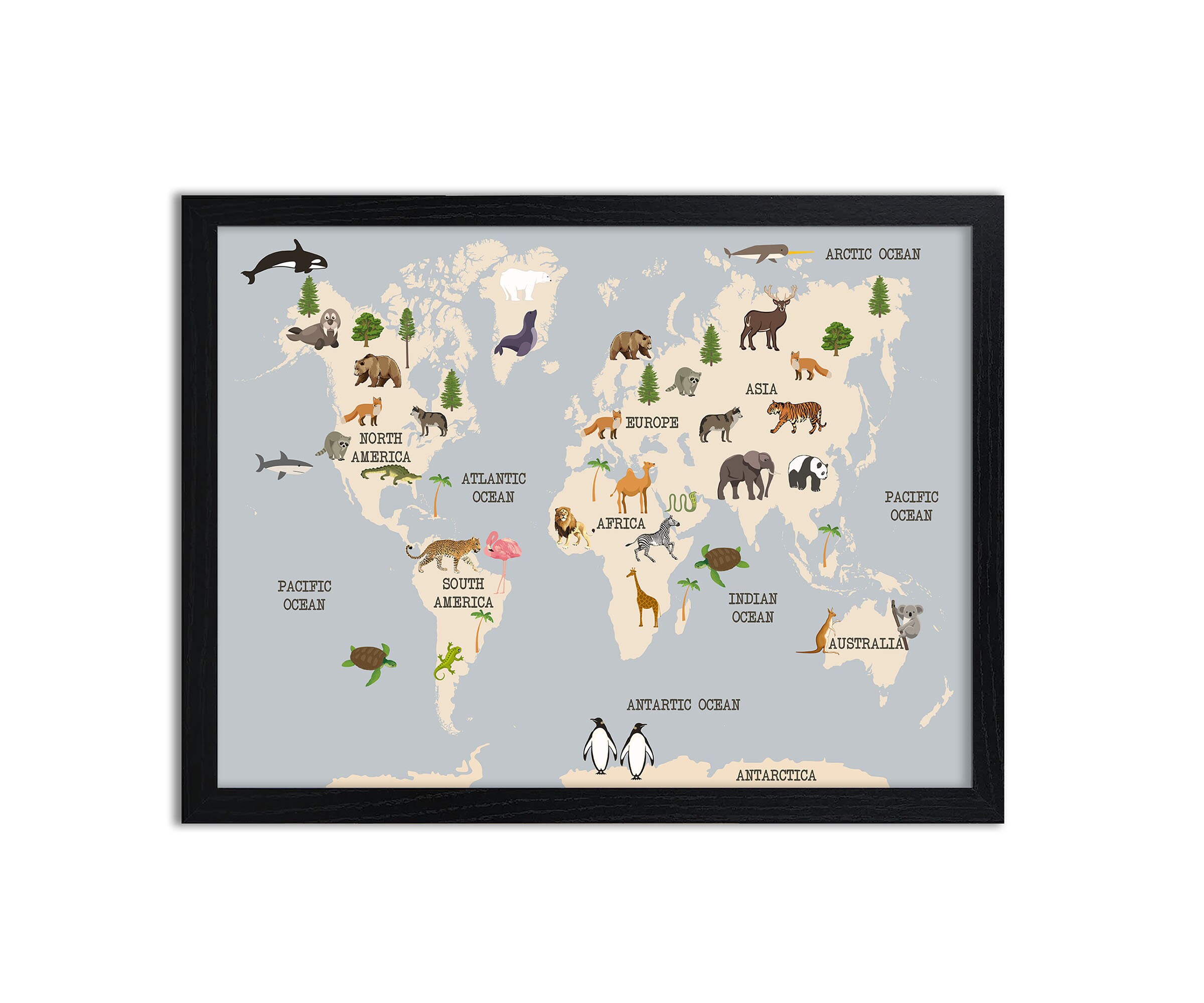 Illustrated Animal Nursery World Map - Etsy
