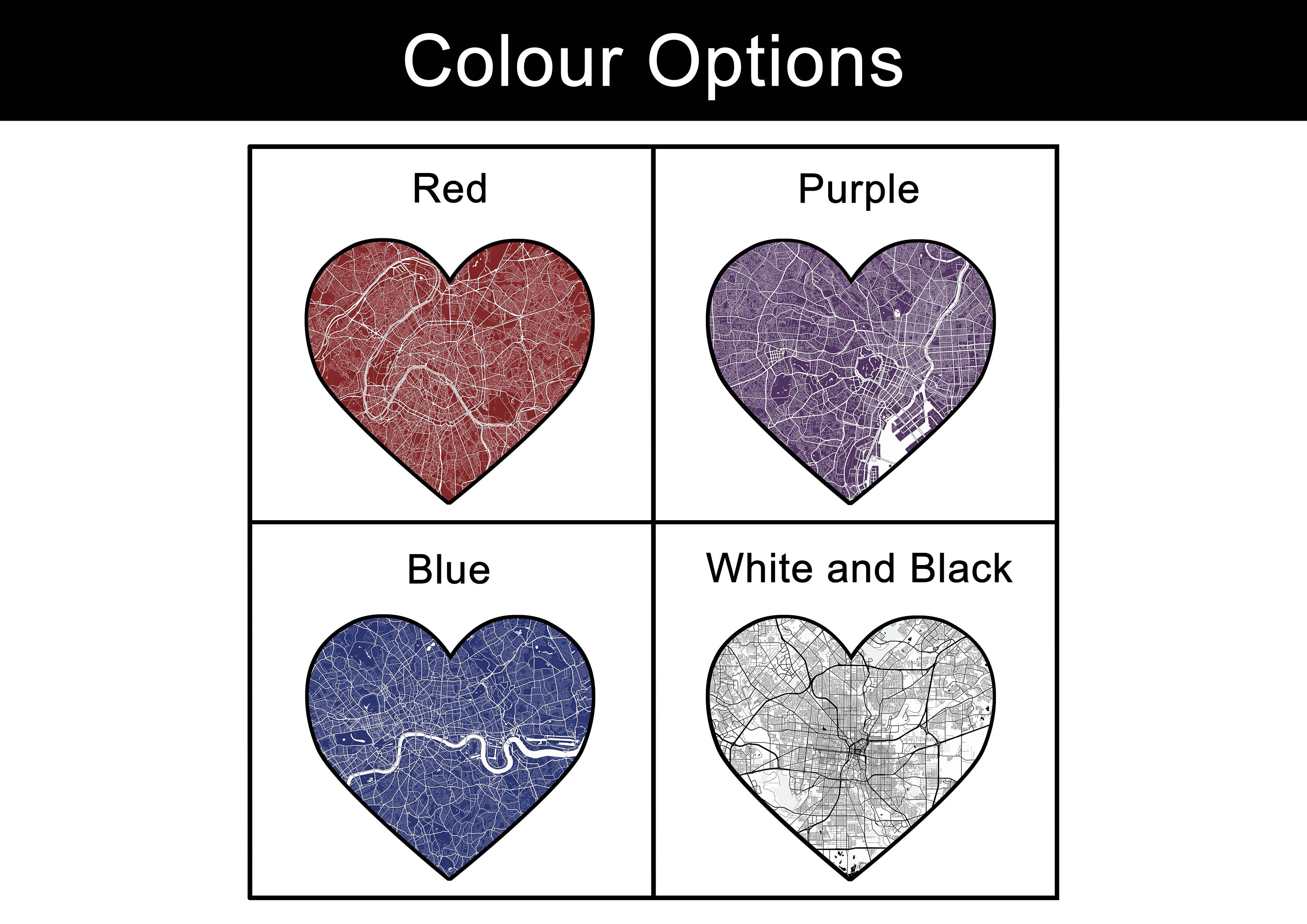 Personalised - Love Heart Map - Print - Etsy UK