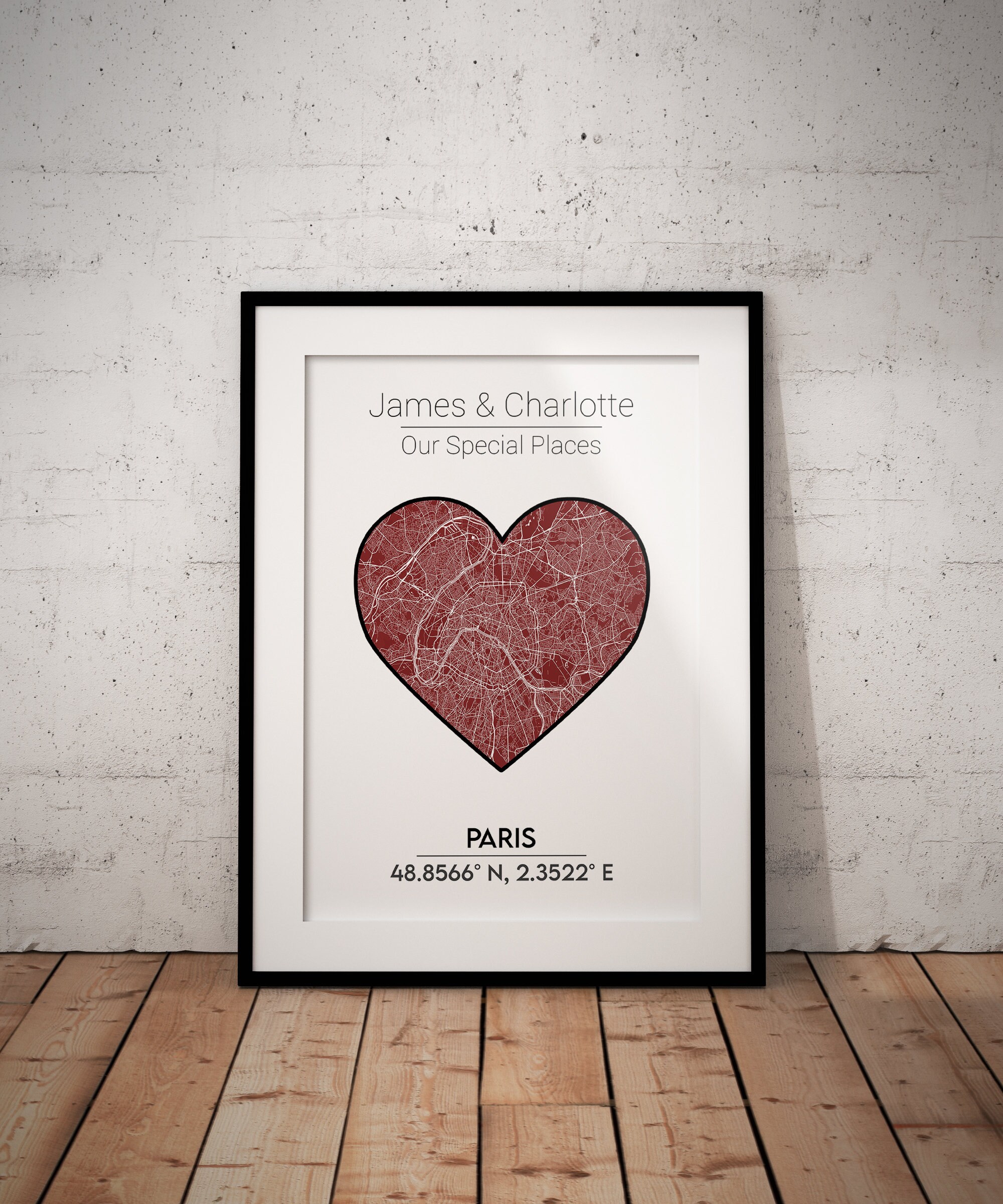 Personalised - Love Heart Map - Print - Etsy UK
