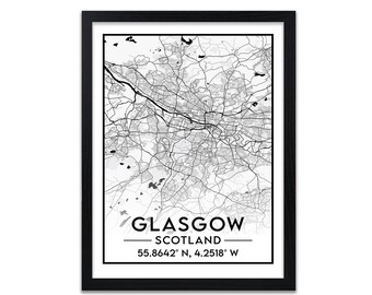 Glasgow Map Personalised Poster Print - Etsy
