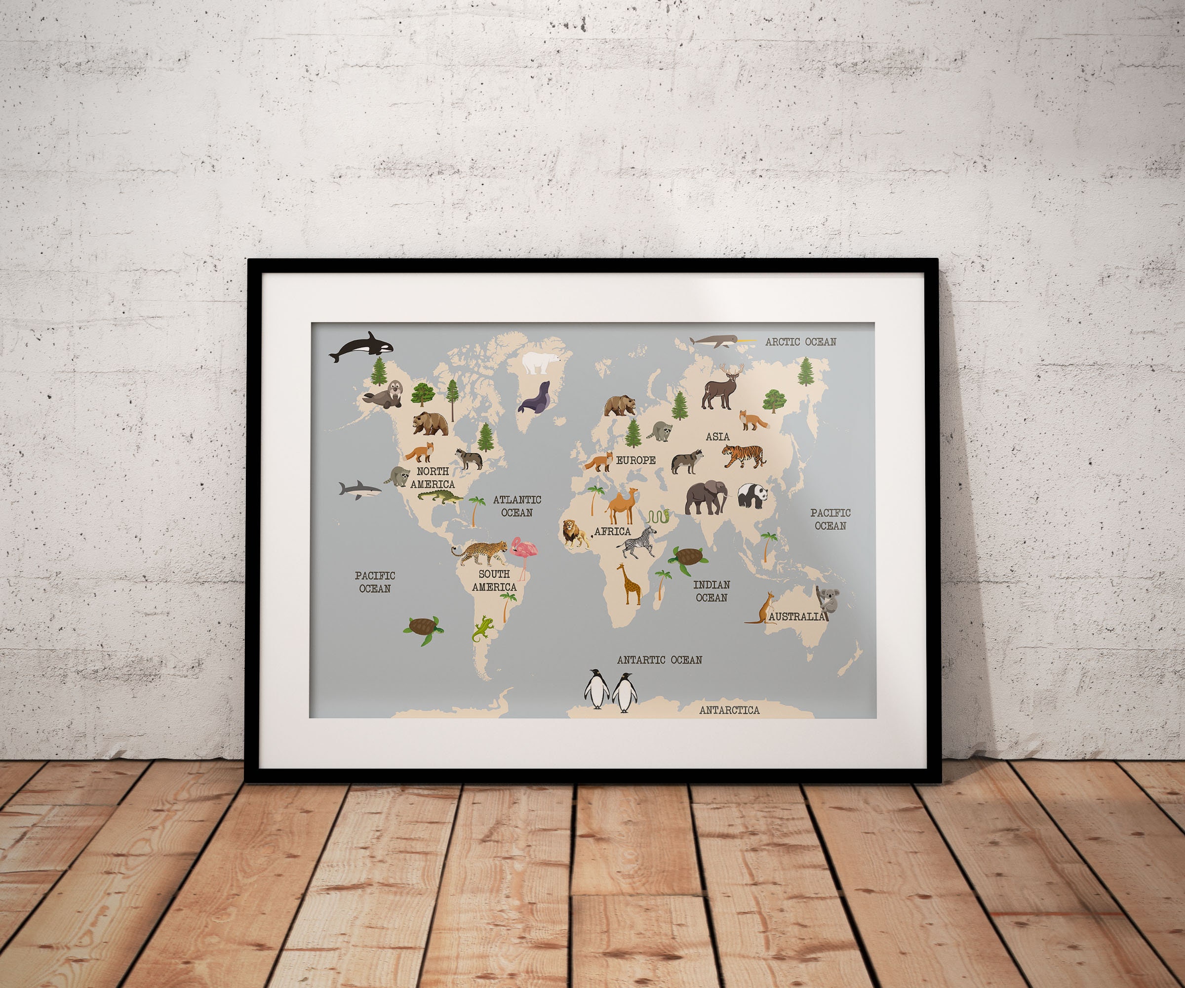 Illustrated Animal Nursery World Map - Etsy