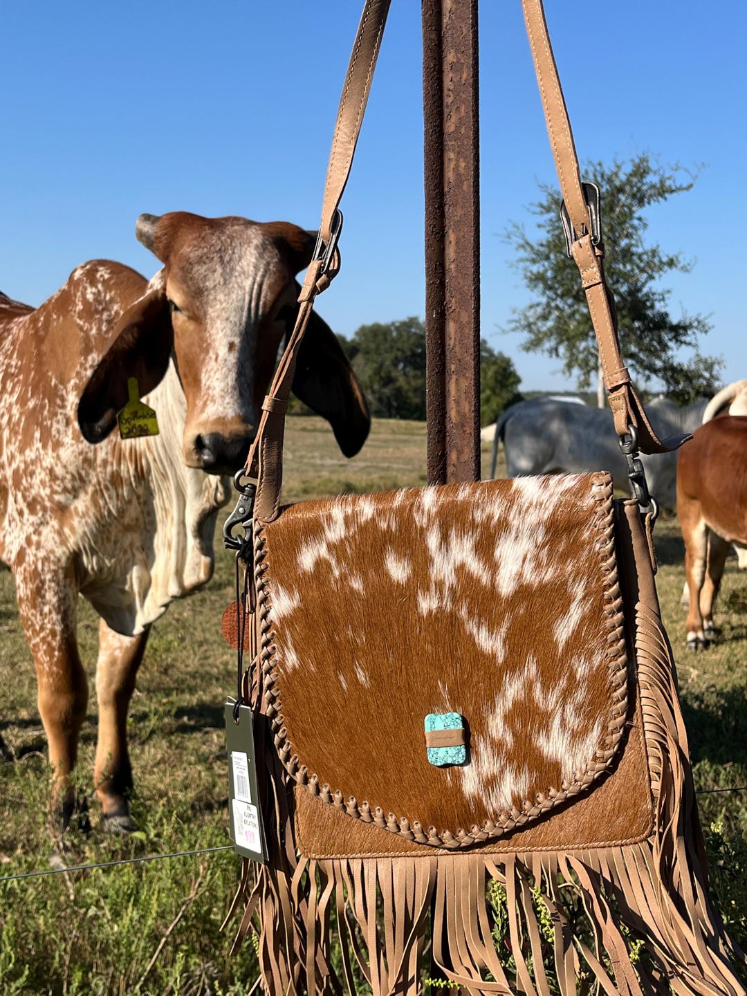 Corona Mia Leather & Hairon Bag, Cowhide Purse, Handtooled Leather ...