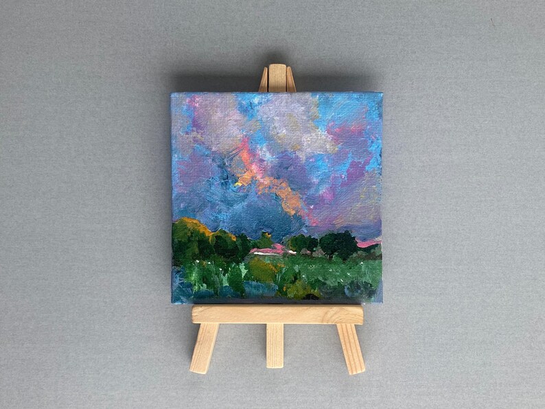 Acrylic Painting, Outdoor Nature Art, Tiny Canvas, Stocking Stuffer ...