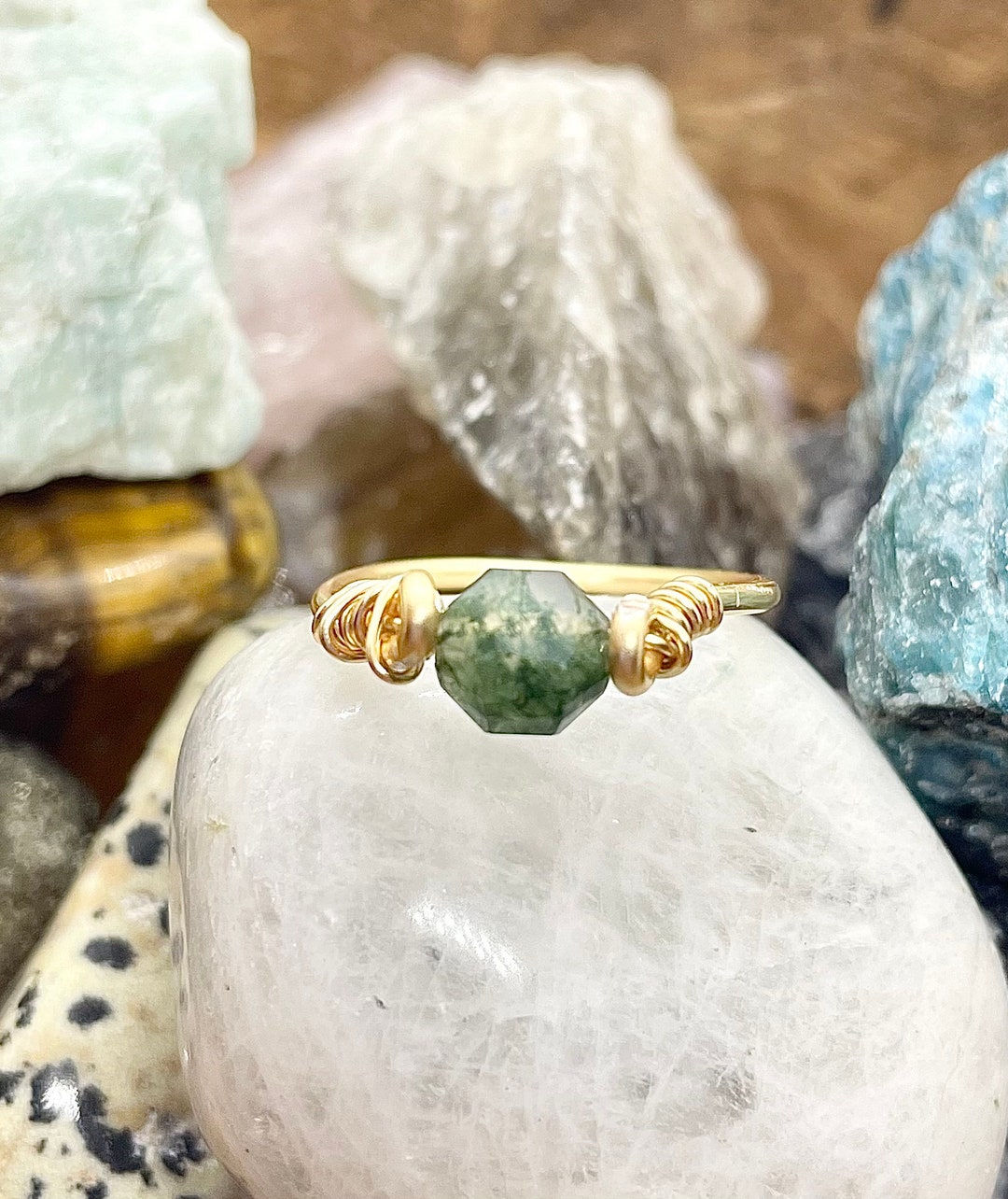 Moss Agate Ring, Forestcore Fairycore Jewelry Cottagecore Jewelry ...