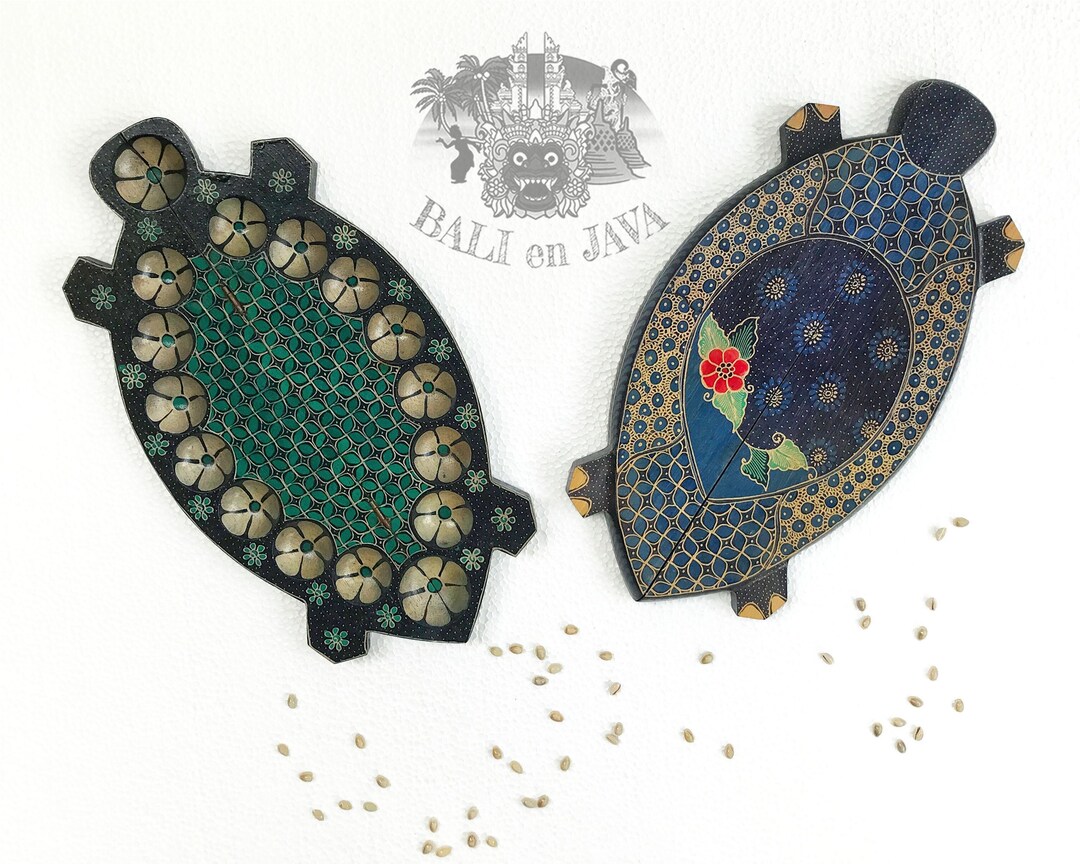 LARGE Foldable Mancala Turtle Tortoise Wooden Asian Congkak Kalaha ...
