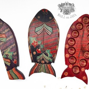 Mancala Fish Vintage Wooden Asian Congkak Kalaha Oware Sungka Board ...