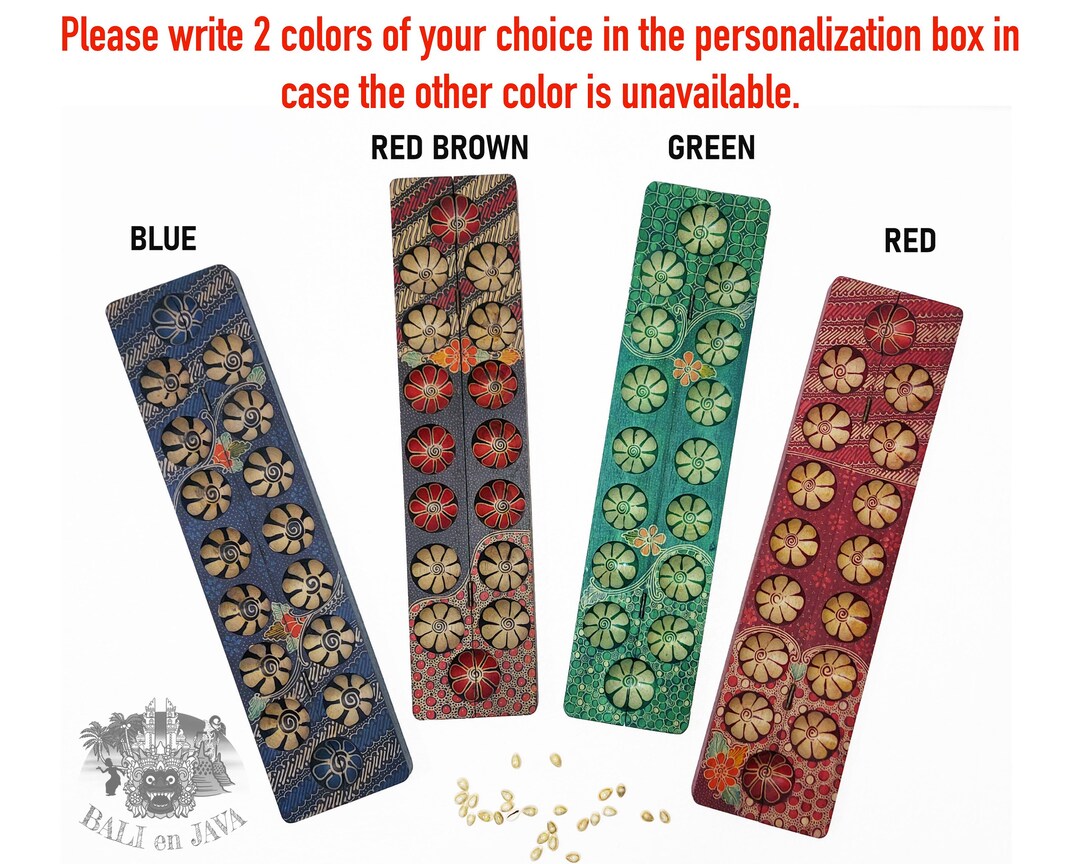 Vintage Long Foldable Mancala Wooden Asian Congkak Oware Kalaha Sungka ...