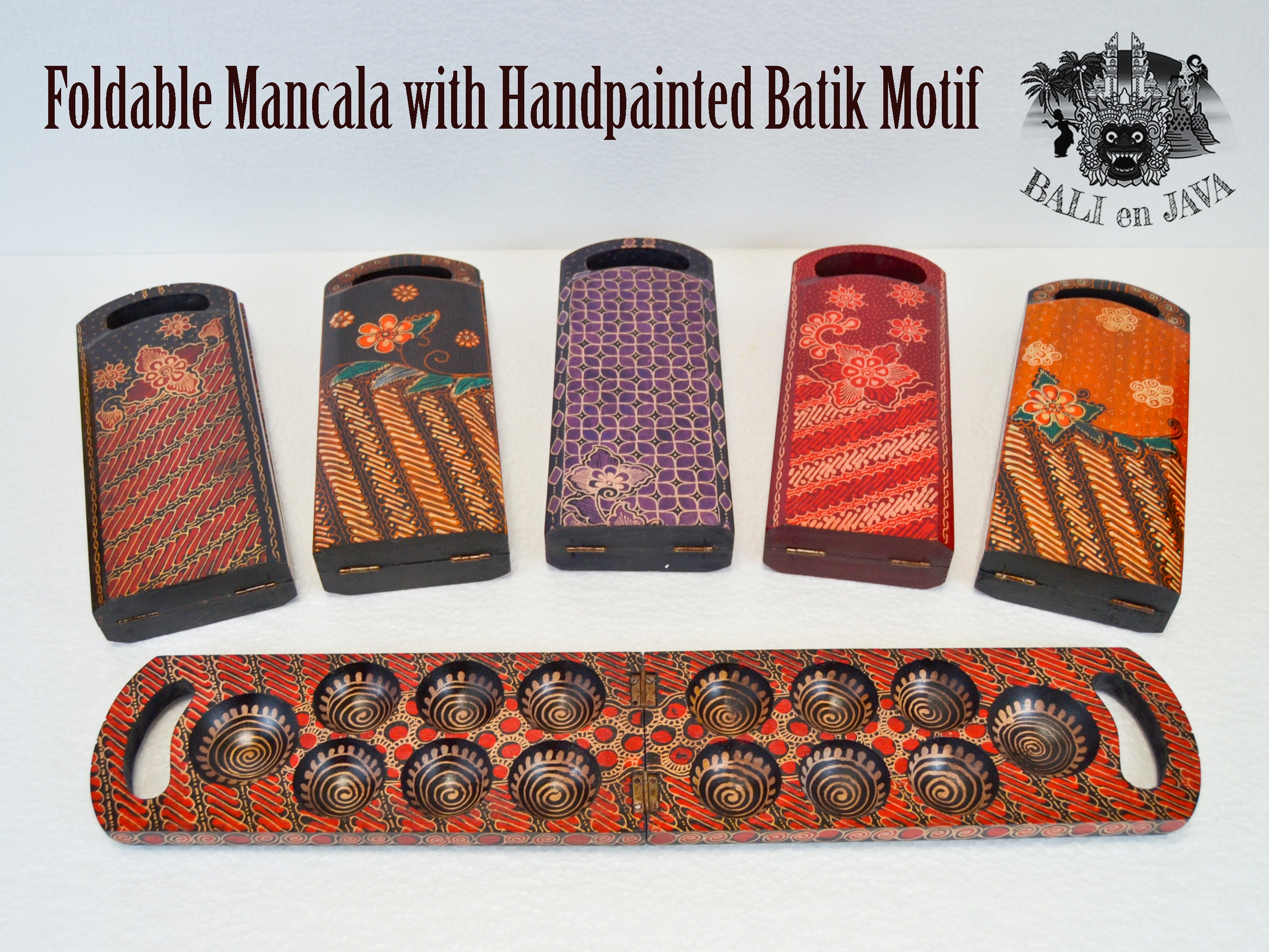 Mancala Vintage Wooden Asian Congkak Sungka Kalaha Oware Board Game ...