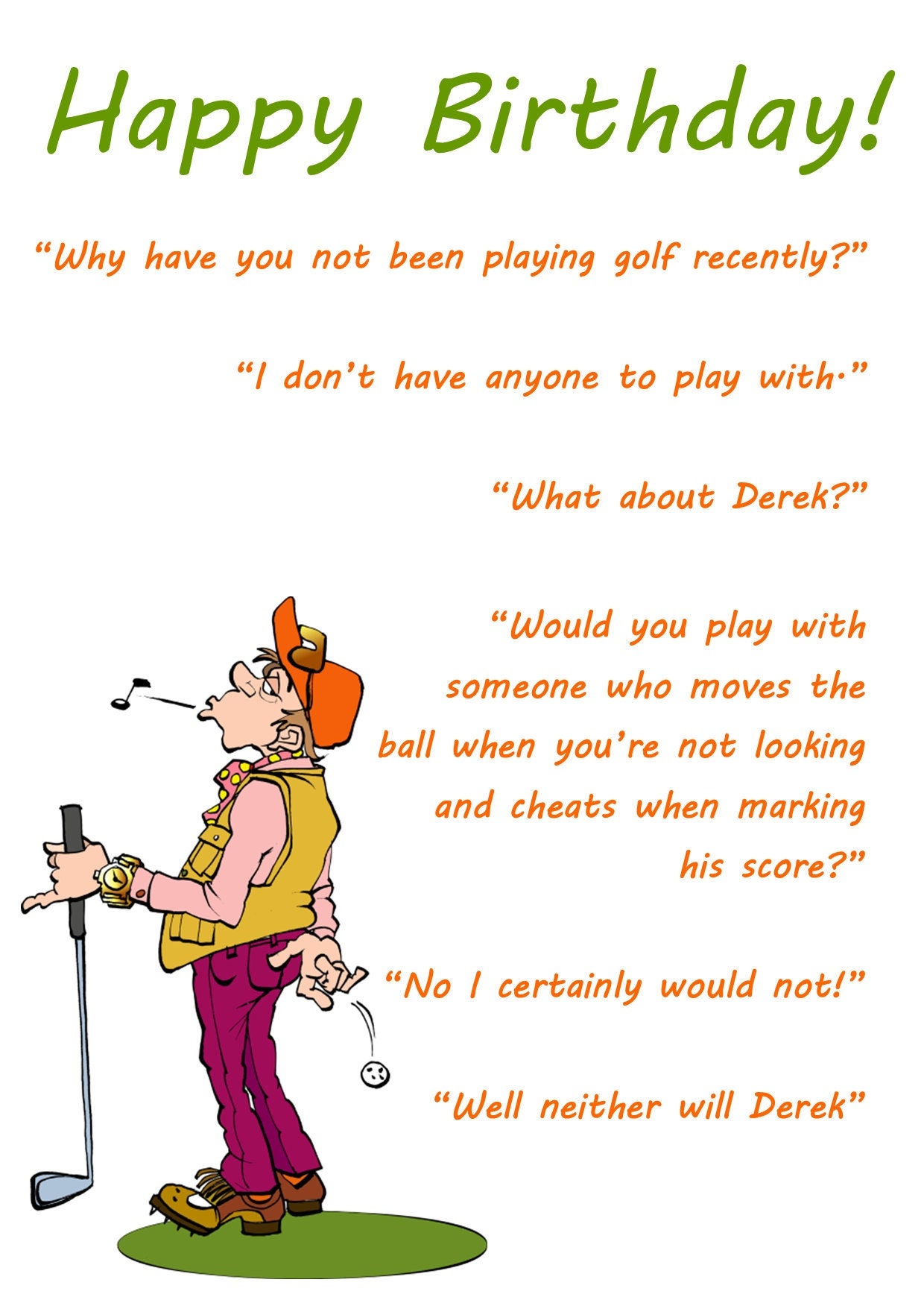 Golfing Birthday Card Ideal for Golfers Golf Players - Etsy