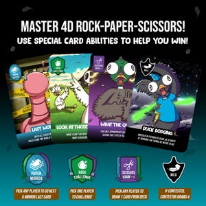 Quack Heads Card Game - the 4D Rock Paper Scissors Bluffing Party Game ...