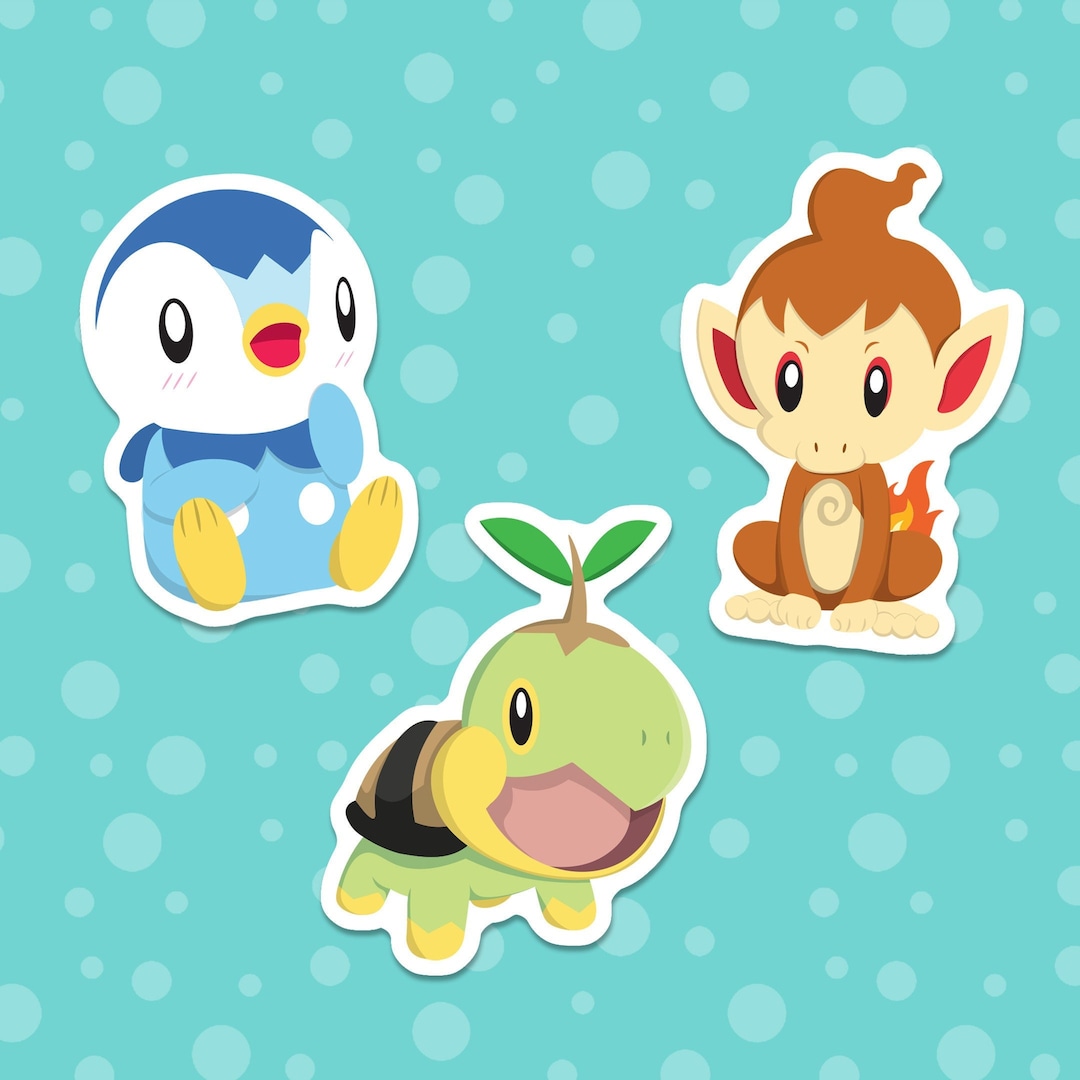 Sinnoh Starter Pokemon Stickers - Chimchar Turtwig Piplup | High ...