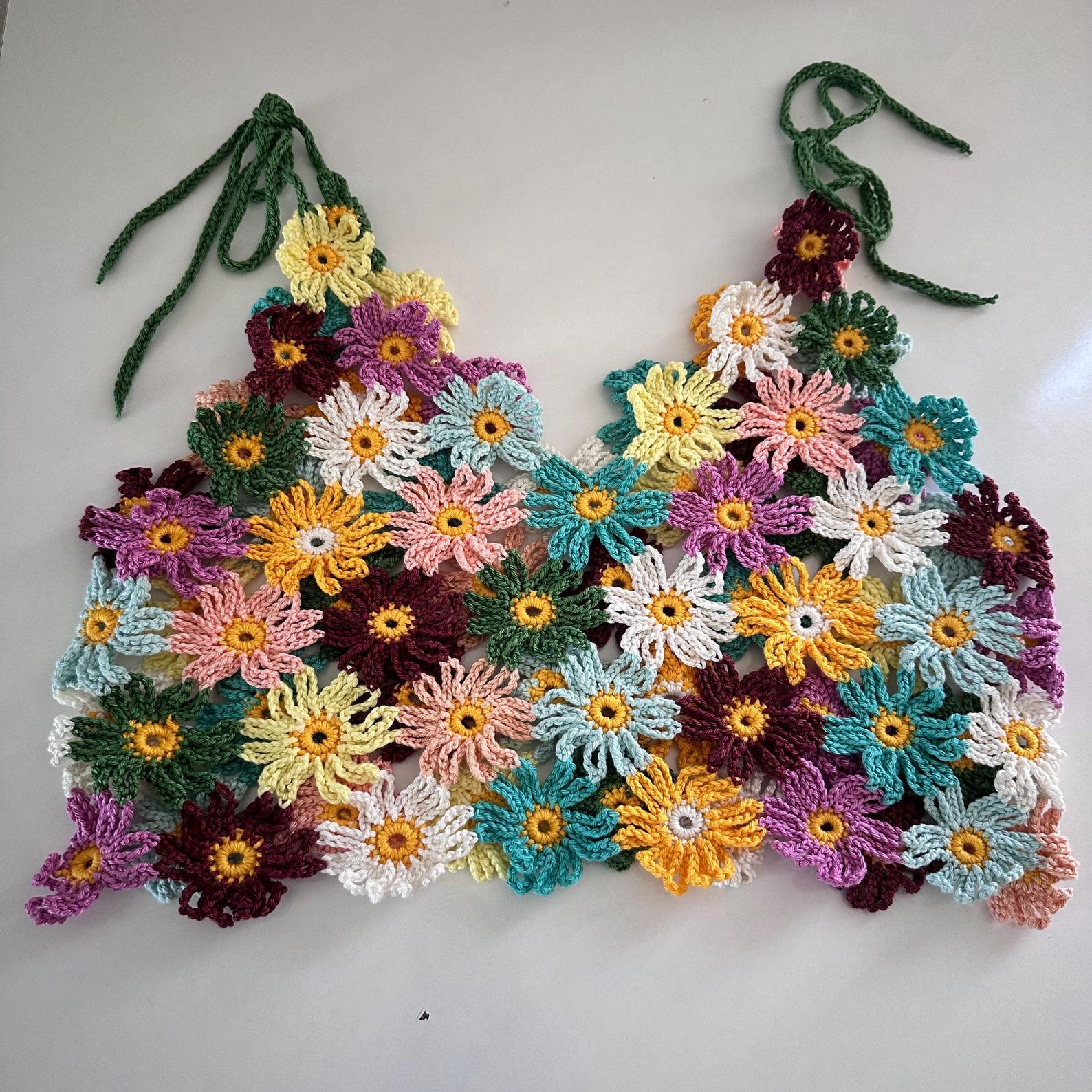Daisy Crochet Top, Floral Top, Floral Crop Top, Colorful Top, Colorful ...