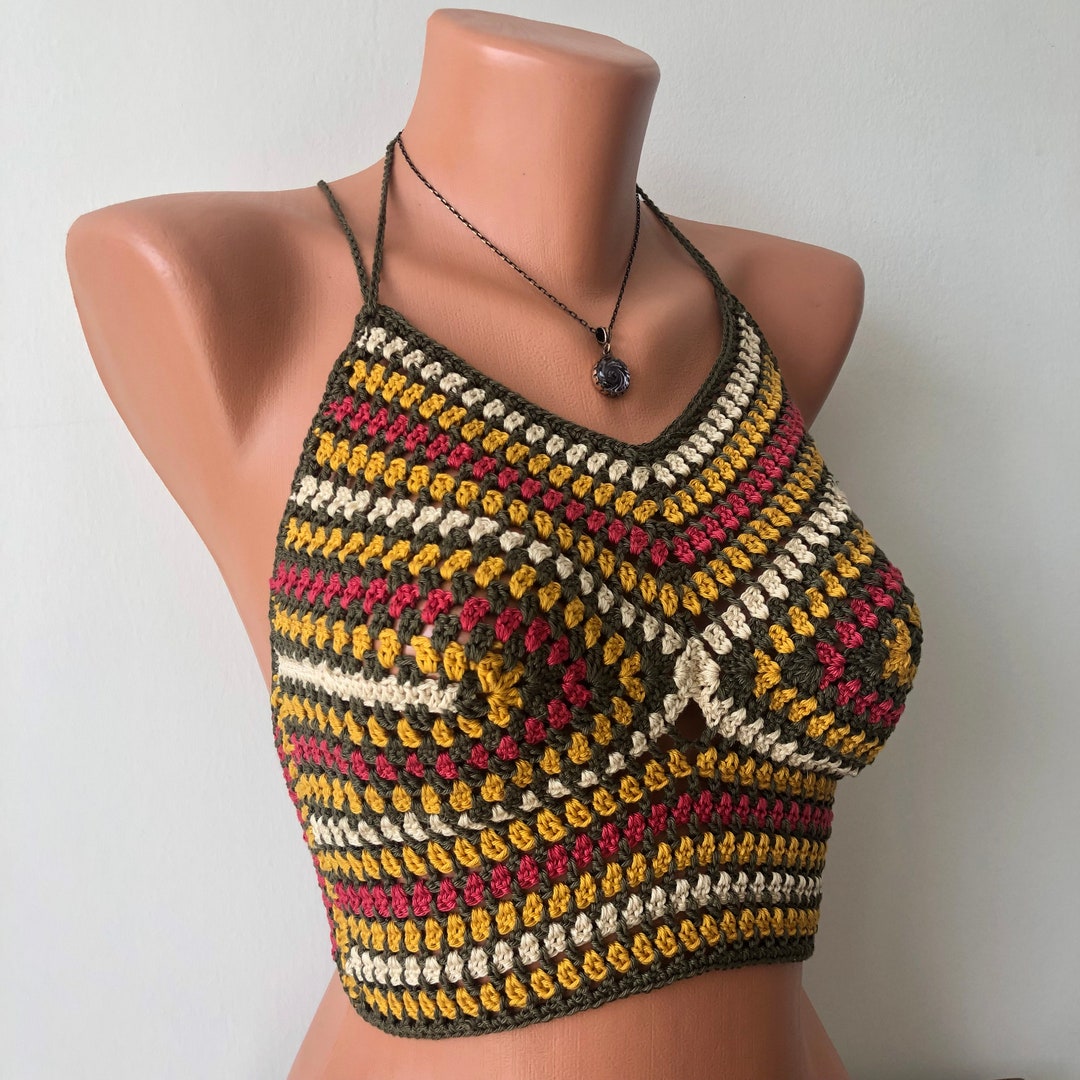 Crochet Top Crochet Crop Top Cross Back Crop Top Cross Back Crochet Top ...
