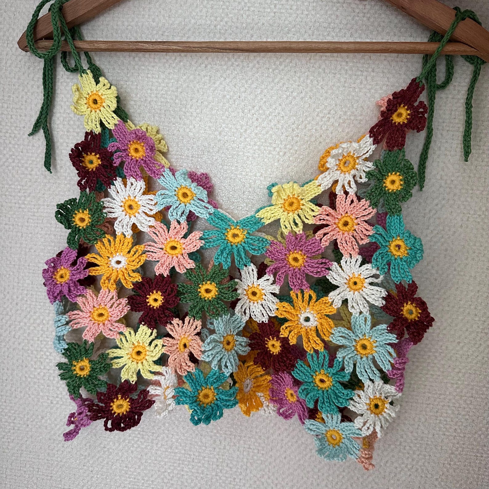 Daisy Crochet Top, Floral Top, Floral Crop Top, Colorful Top, Colorful ...