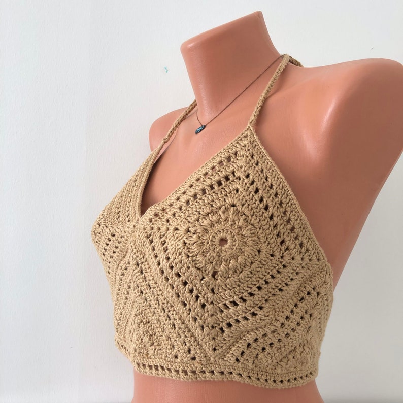 Beige Crochet Top Crochet Crop Top Beige Crop Top Summer Crop Top ...