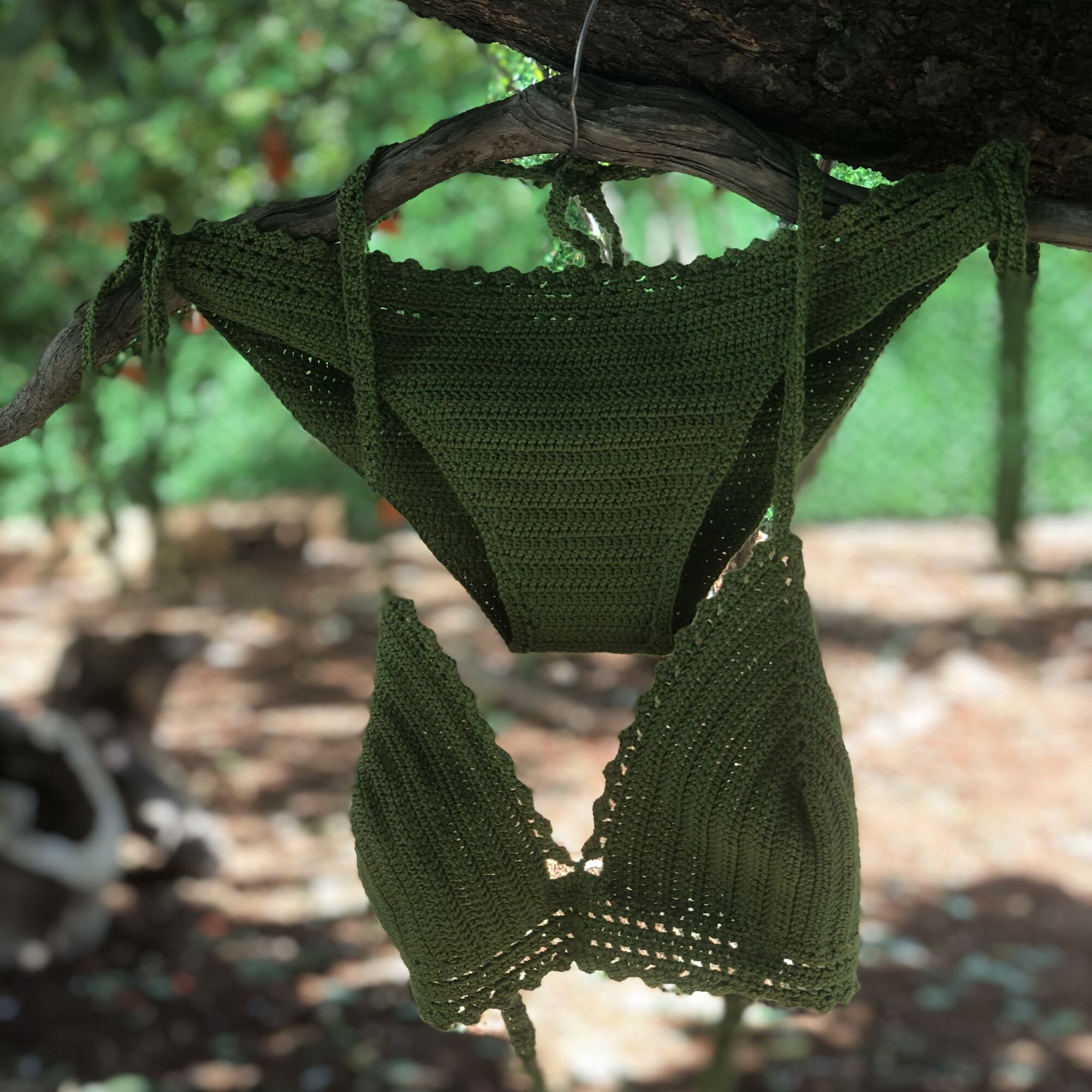 Crochet Bikini Set; Basil Green Bikini Set; Crochet Beachwear; Crochet ...