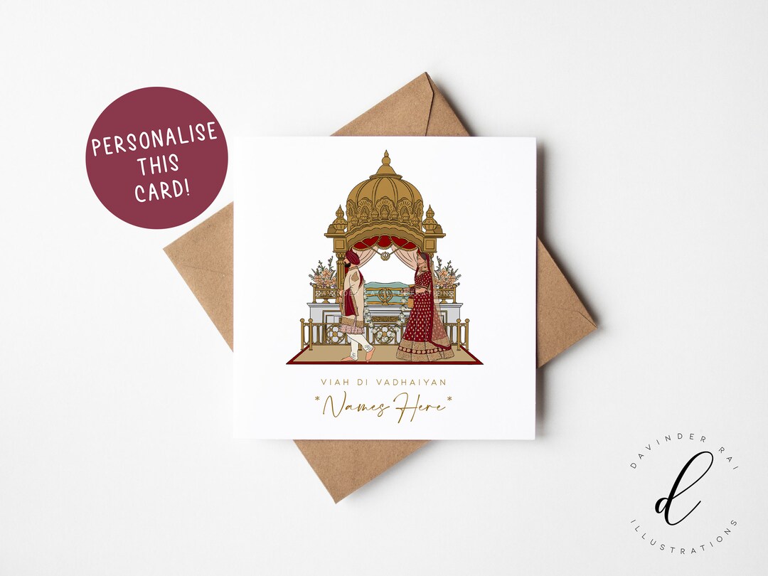 Personalised Sikh Wedding Card - Anand Karaj Card - Desi Wedding Card ...