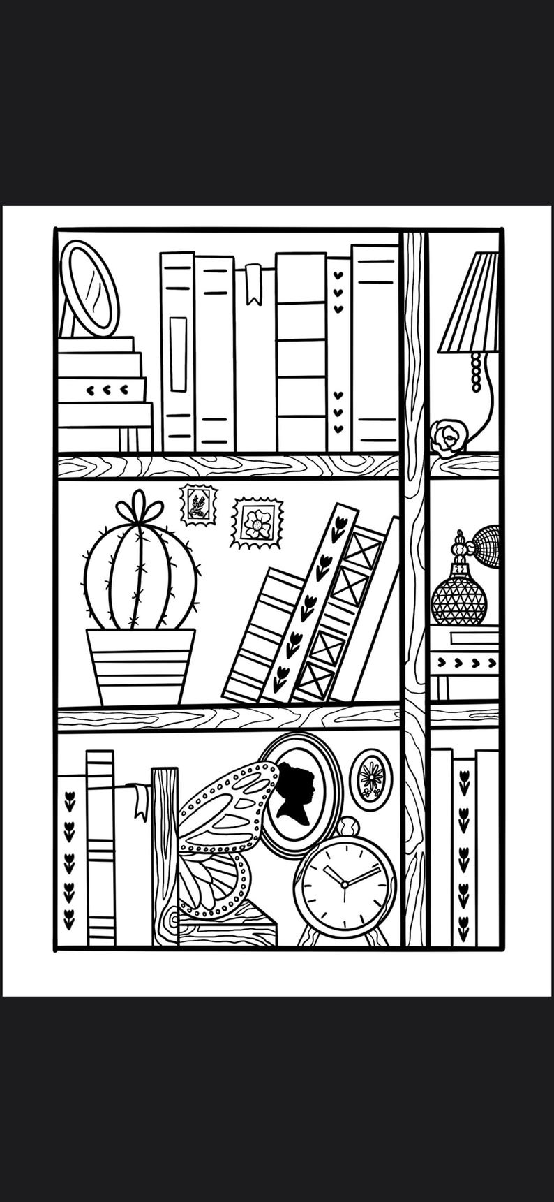 Simple Bookshelf Coloring Page - Etsy