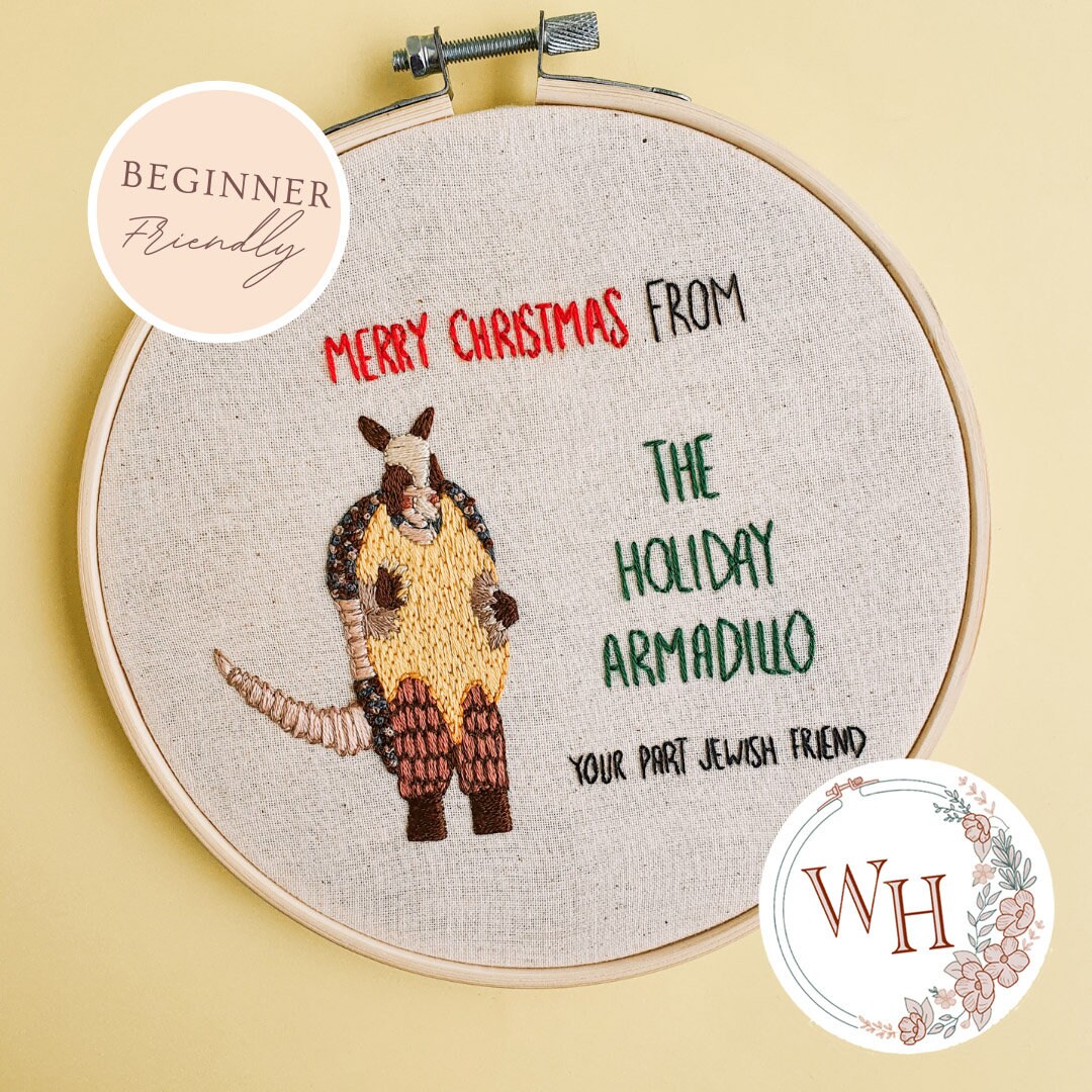 Holiday Armadillo Embroidery Pattern • Digital PDF File • Merry ...