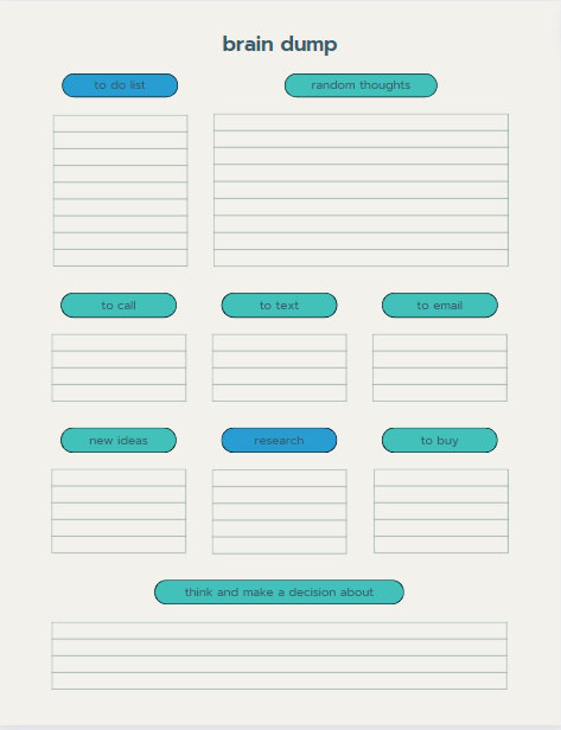 Minimalist Brain Dump Planner - Etsy