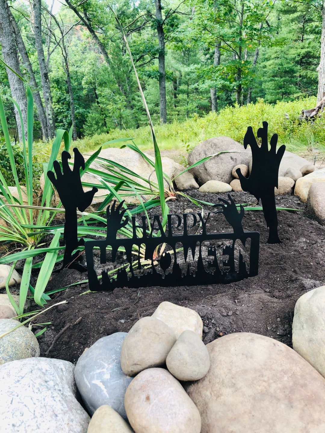 Happy Halloween Sign/yard Stake, Zombie Hands, Scary Signs, Spooky ...