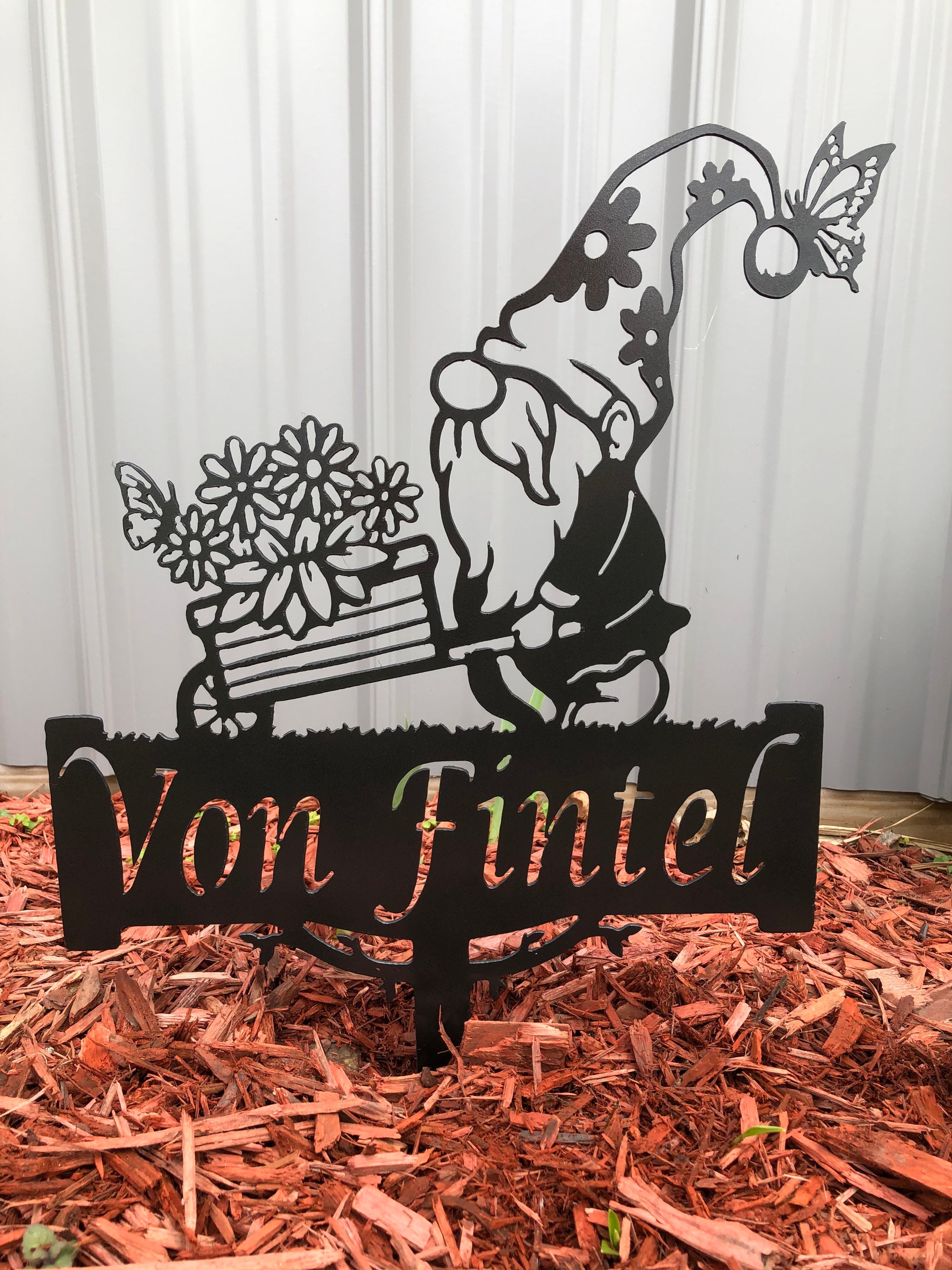 Gnome Monogram Garden Stake Address Sign Personalized Gnome | Etsy