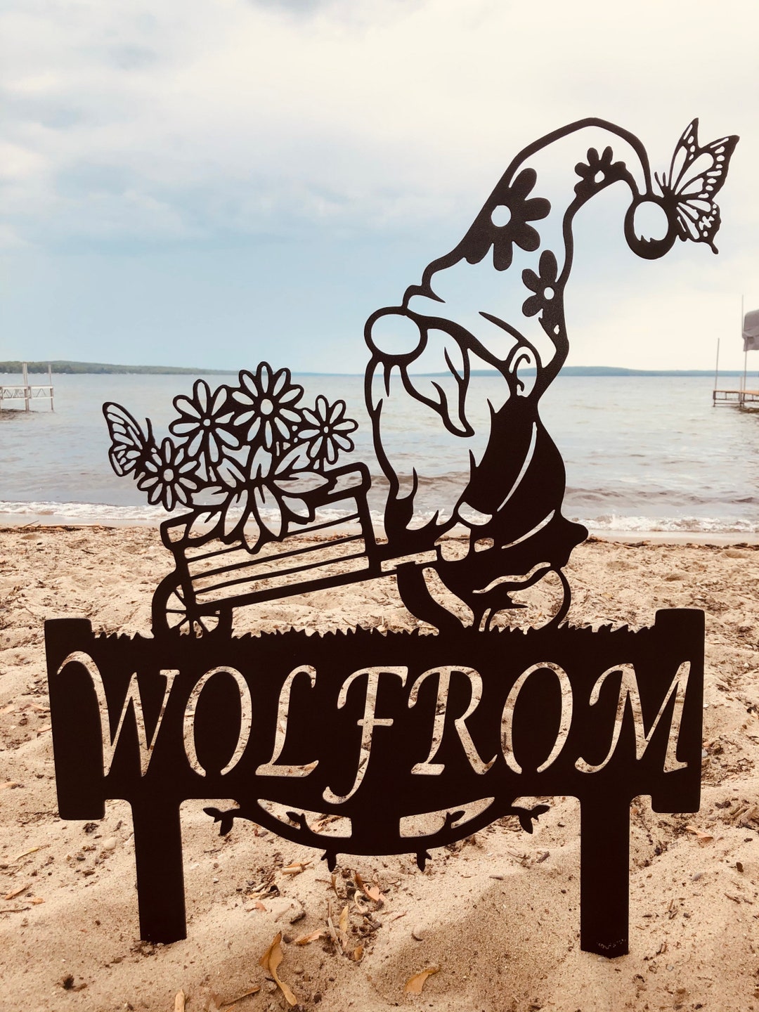 Gnome Monogram Garden Stake, Address Sign, Personalized Gnome, Garden ...