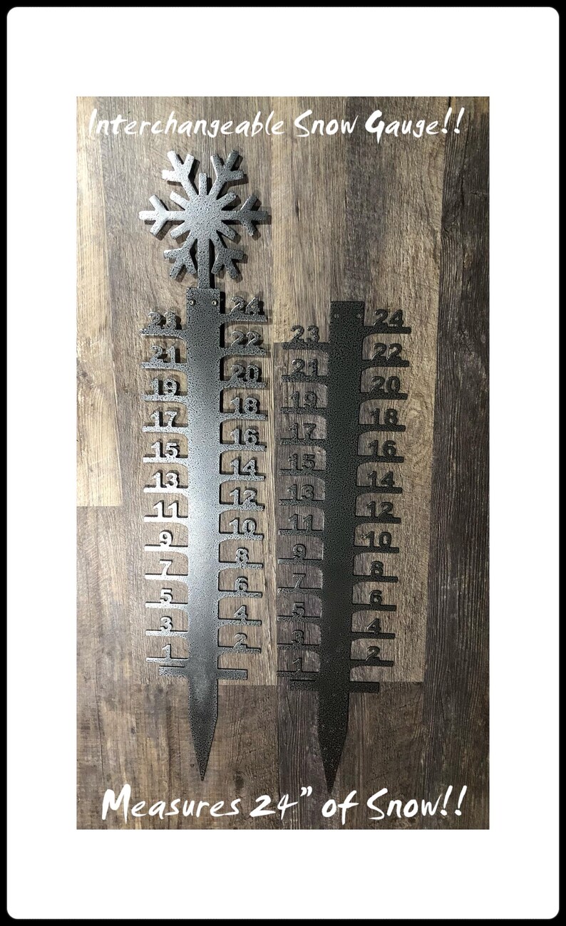 24" - 36” Snow Gauge With Interchangeable Topper, Metal Snow Gauge ...