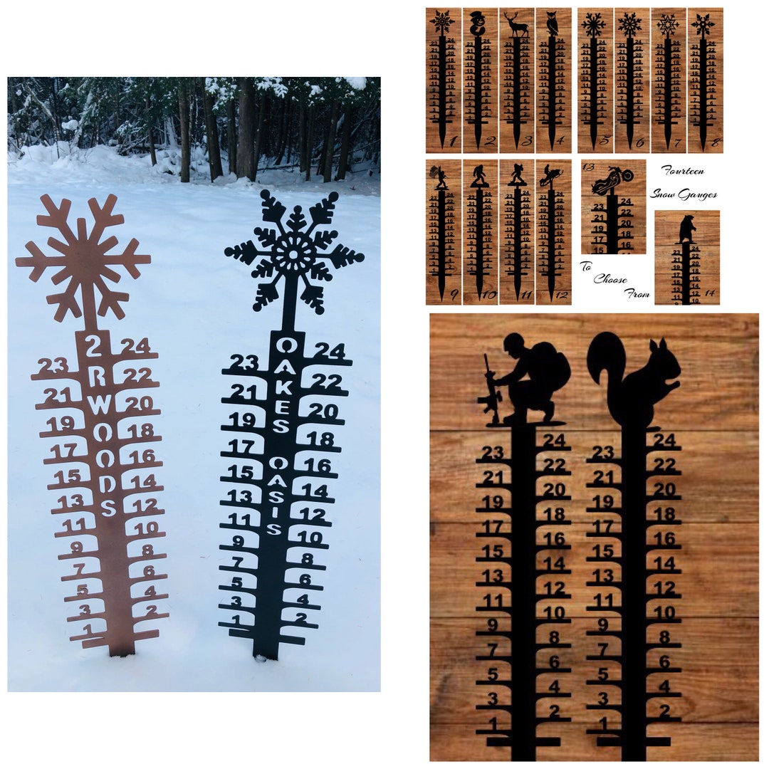 24 Snow Gauge, Metal Snow Gauge, Snow Ruler, Snowmobile, Yeti ...