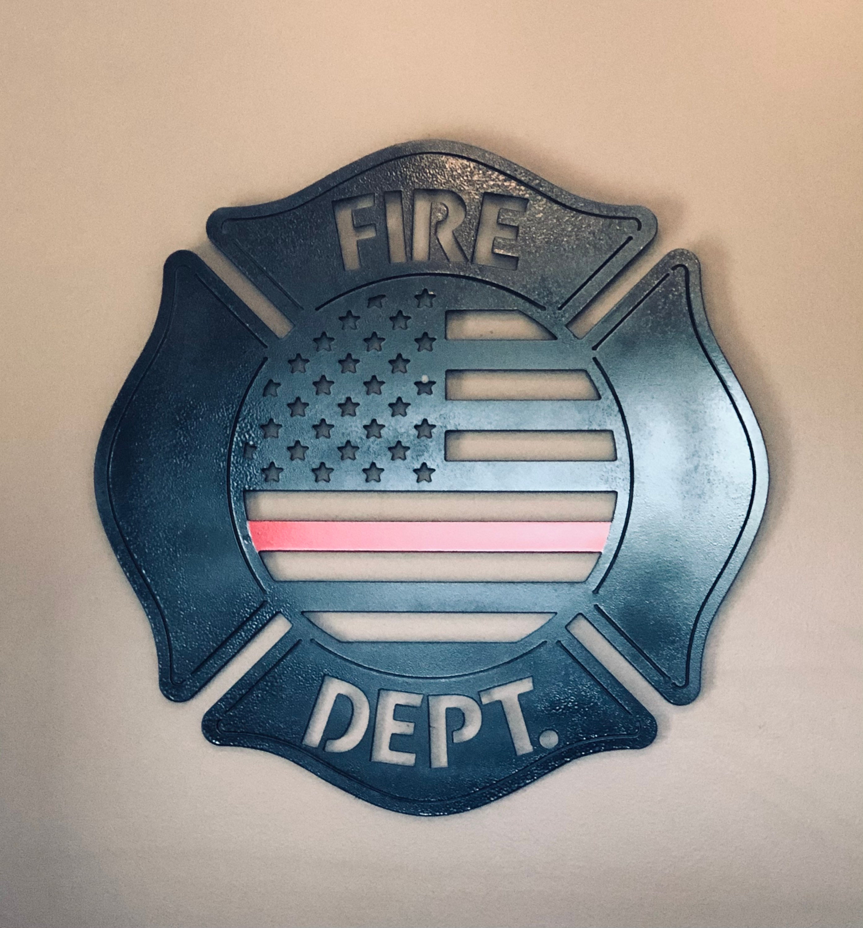 Maltese Cross Red Line American Flag Metal Sign - Etsy