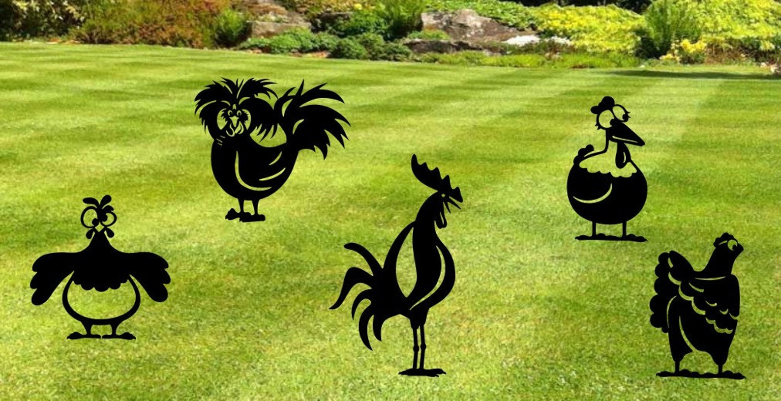 Metal Chicken Yard Stake, Chicken Stakes, Garden Stakes, Chicken Garden ...