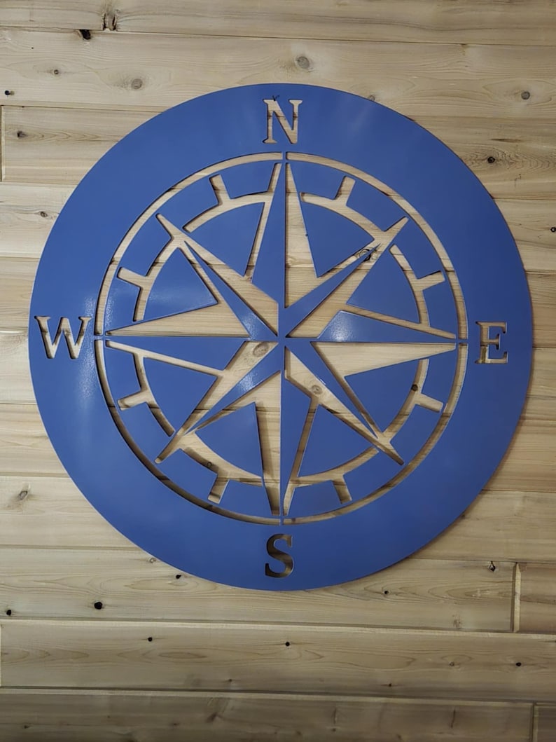 Powder Coated Steel Compass Rose, Nautical Wall Art - Etsy
