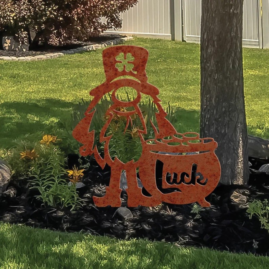 Leprechaun With Pot of Gold Sign Leprechaun Garden Stake | Etsy