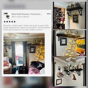 Metal Shelf Brackets, Tree Branch Brackets, Farmhouse Shelf Bracket ...