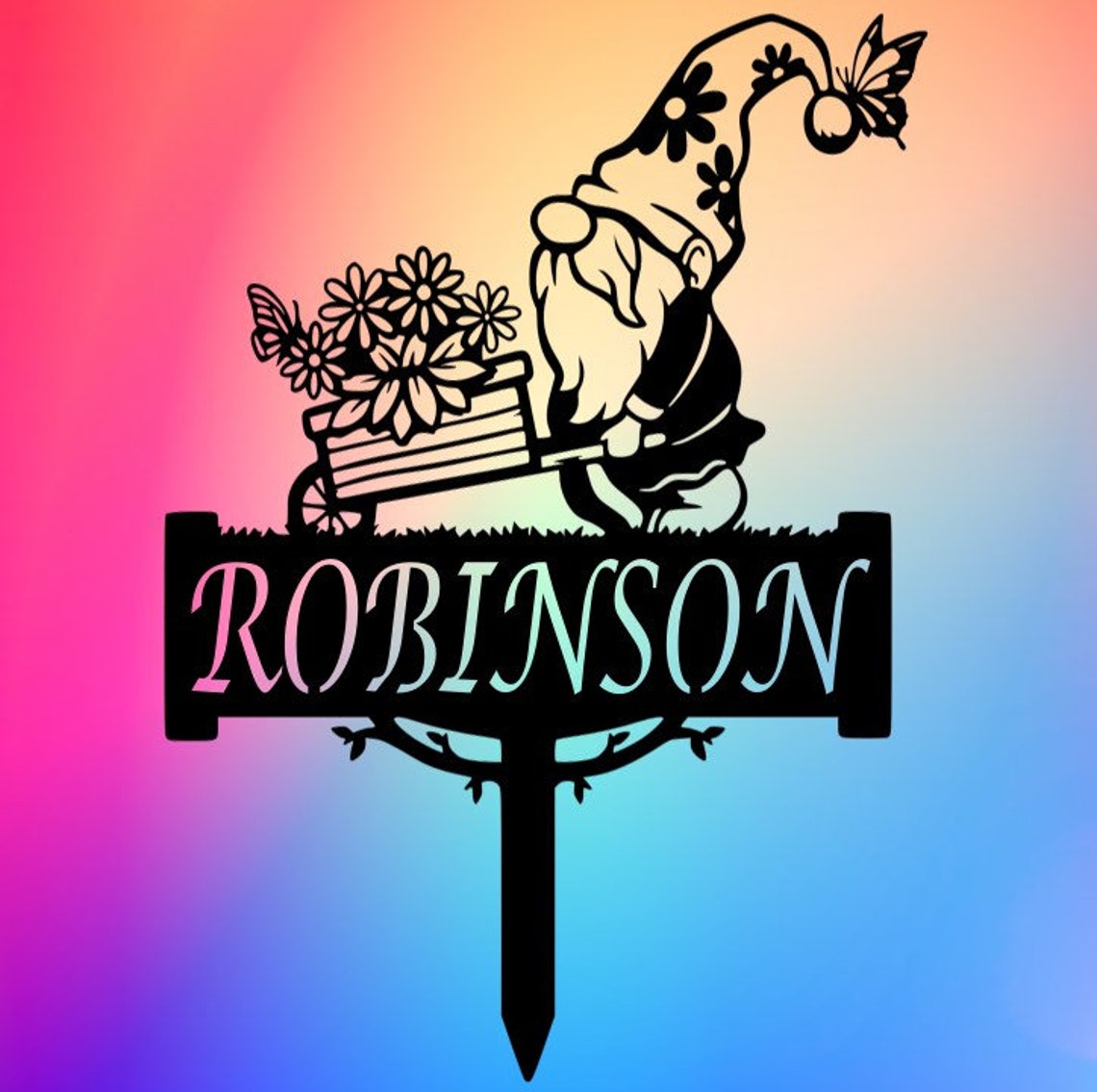 Gnome Monogram Garden Stake Address Sign Personalized Gnome | Etsy