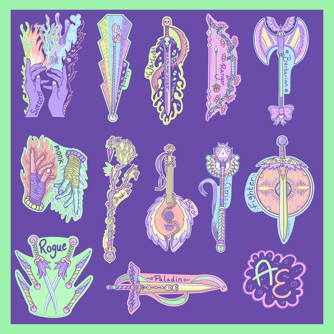 D D Dnd 5e And RPG Class Vinyl Stickers Barbarian Bard Etsy d-d-dnd-5e-and-rpg-class-vinyl-stickers-barbarian-bard-etsy