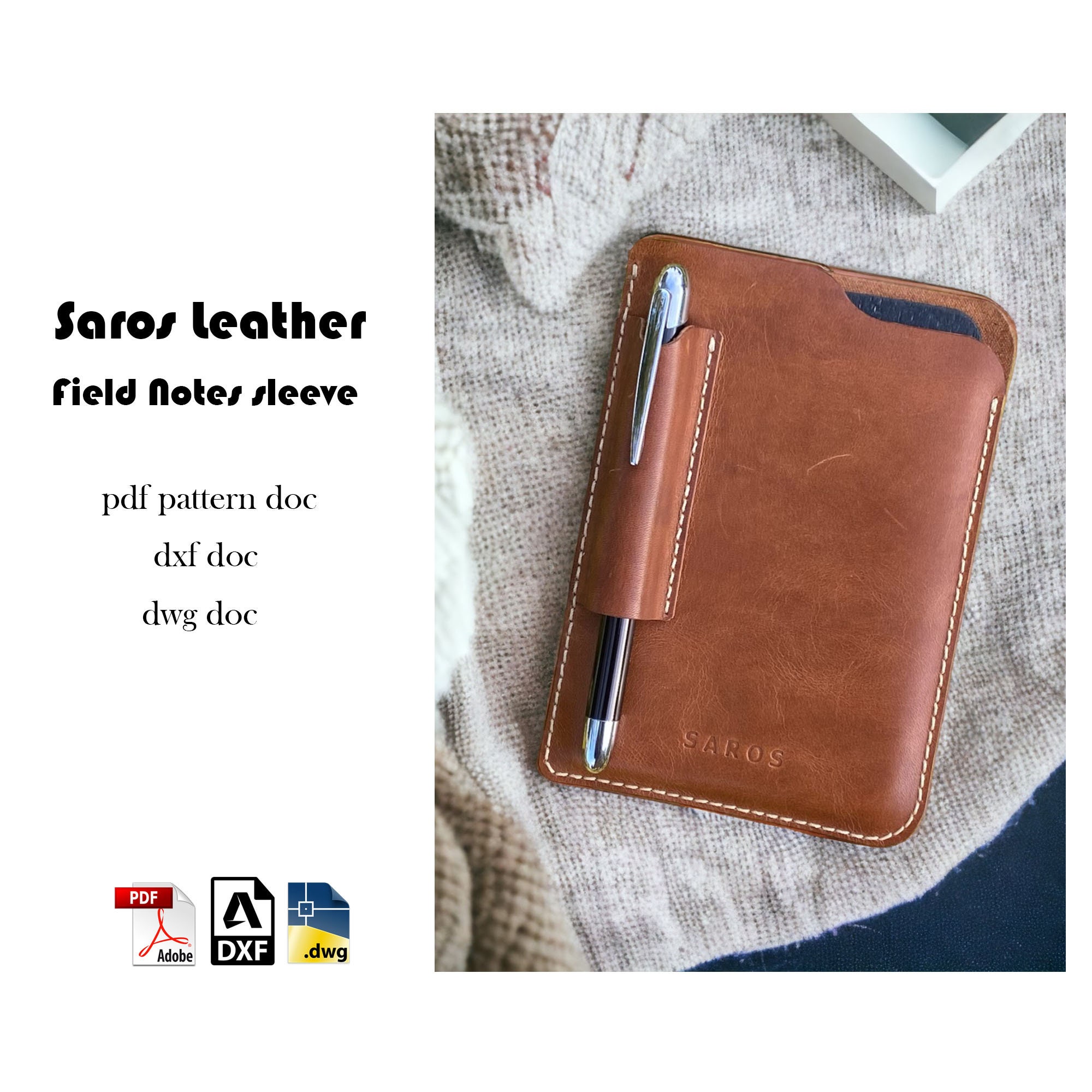 Field Notes Sleeve PDF Pattern, Field Notes Notebook Leather PDF ...