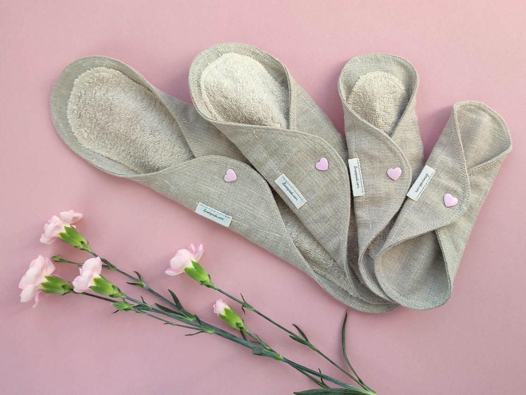Premium LINEN Cloth Pad / Period Pad / Menstrual Pad / Sanitary Pad - 4 ...