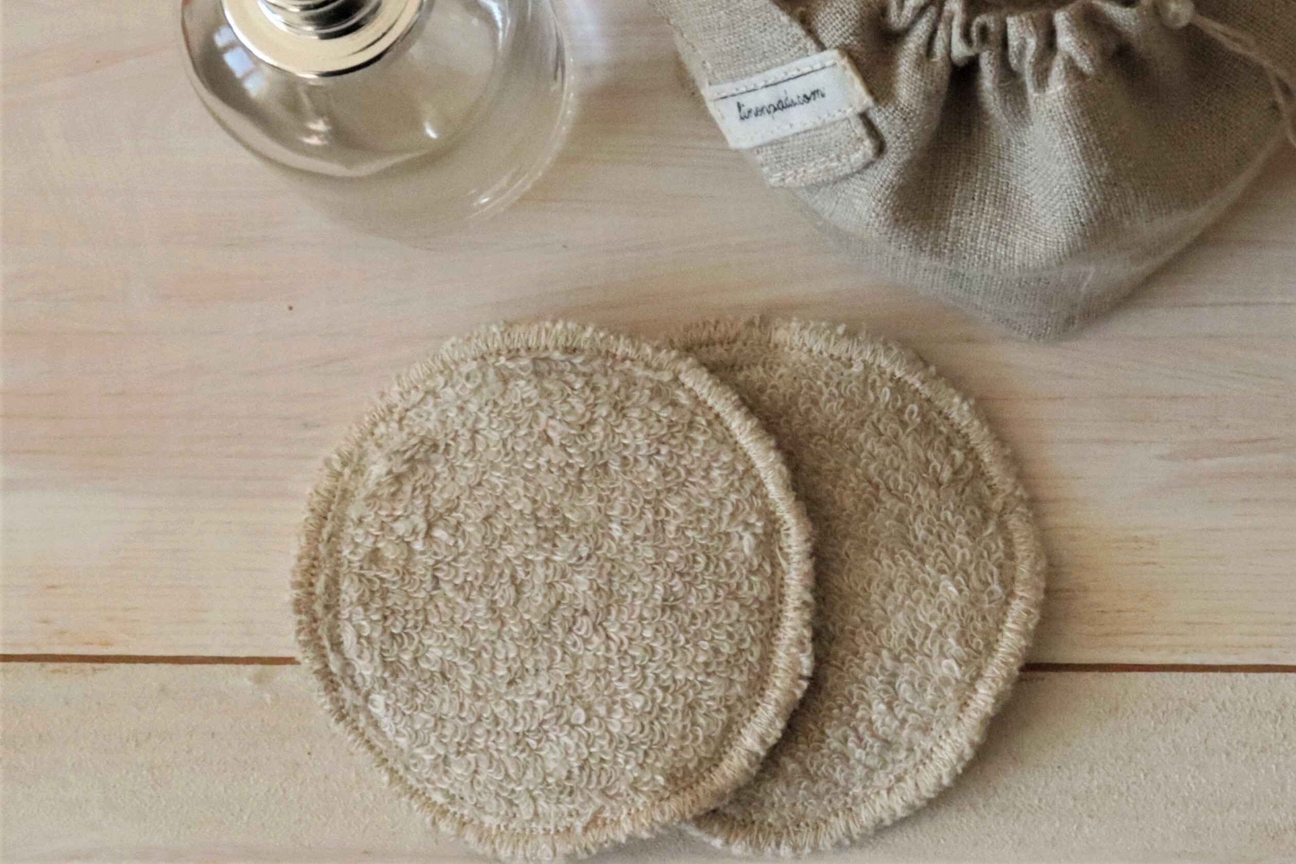 100% PURE LINEN (flax) Facial Rounds Set of 10 * Face Cloth * Make-up ...
