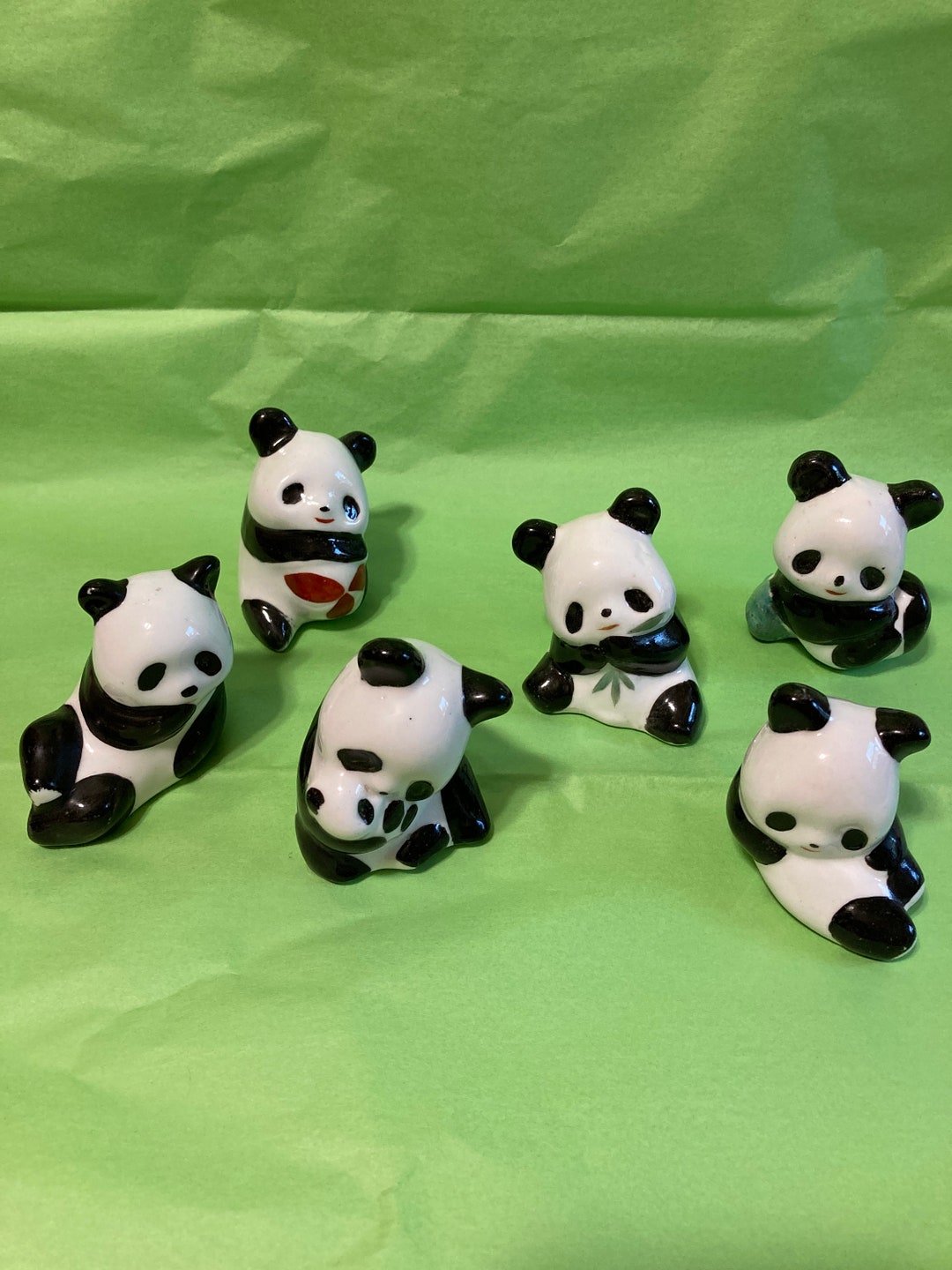 Set of 6 Vintage Panda Figurines - Etsy