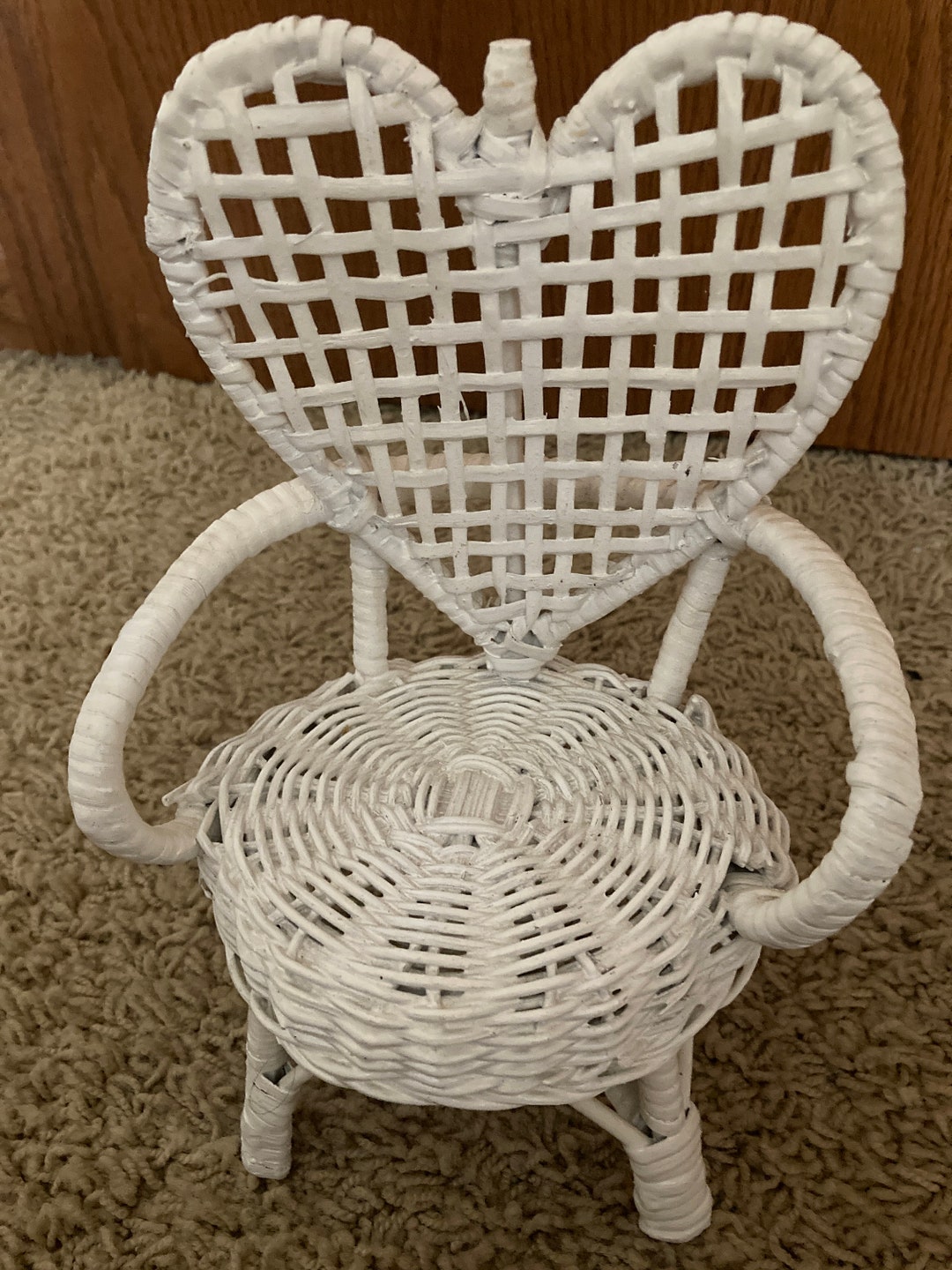 Vintage White Wicker Doll Chair - Etsy
